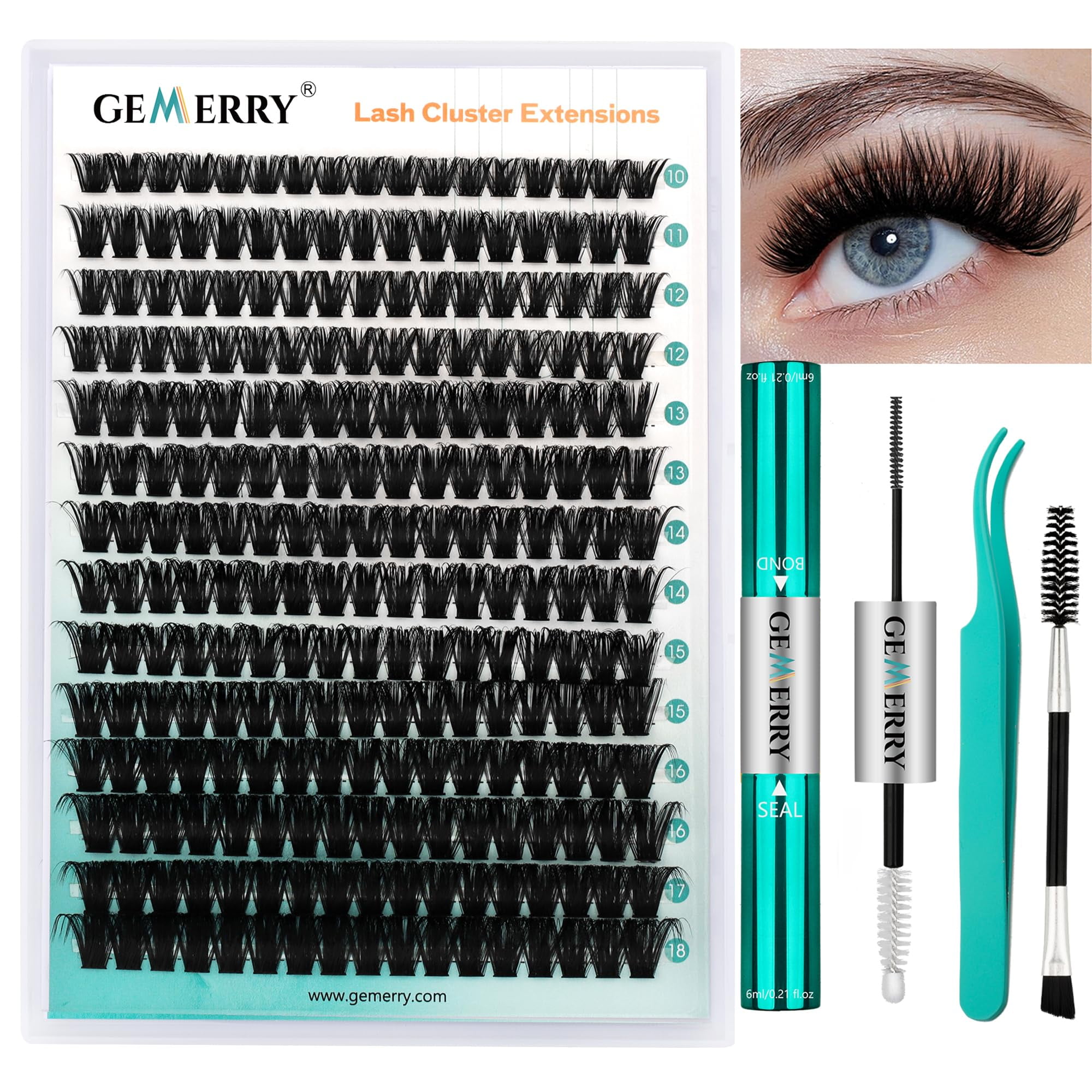 GEMERRY Lash Extension Kit TSF6 Thick Lash Clusters Kit Fluffy Eyelash ...