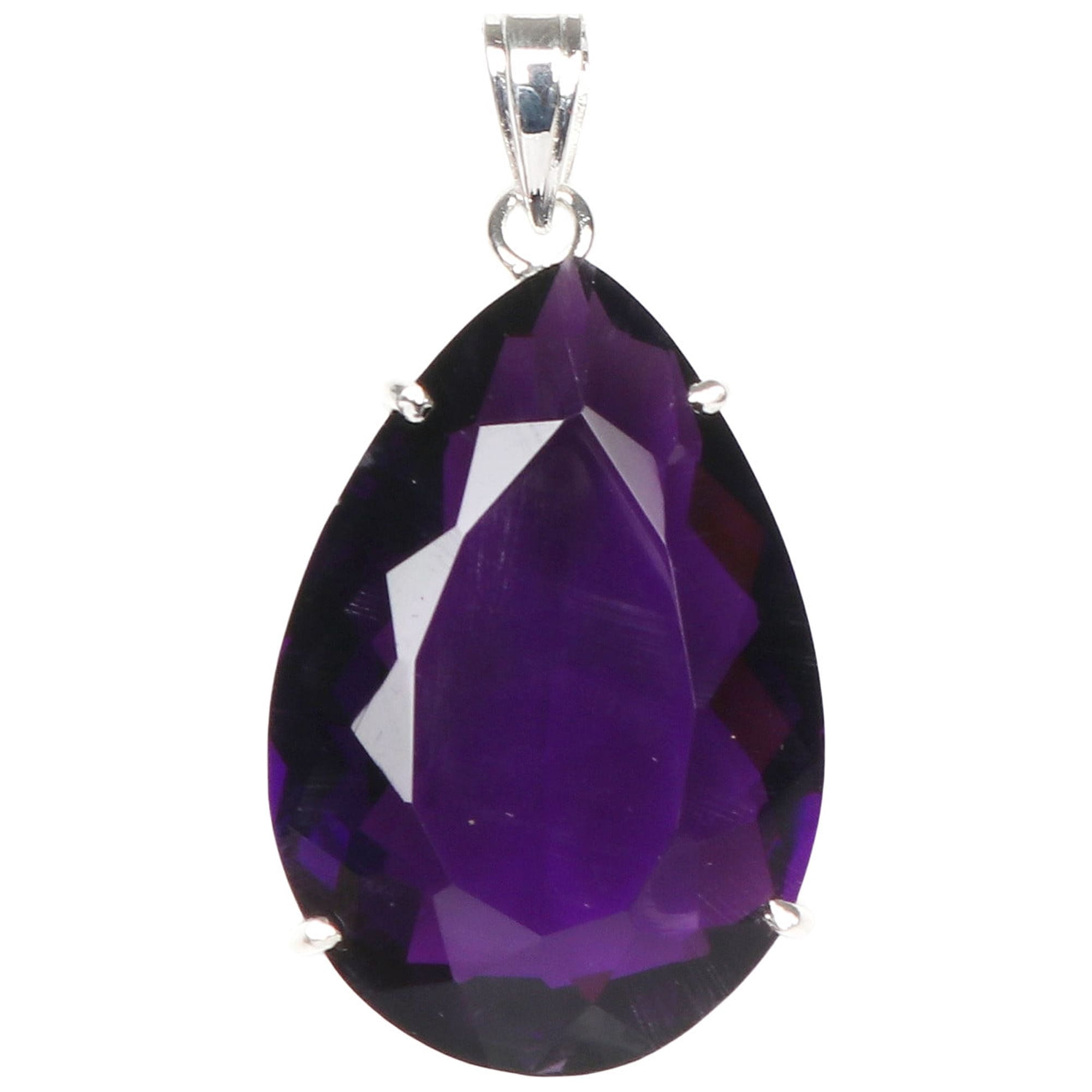 GEMHUB 18.90 Gram Violet Amethyst Gemstone Pendant Pear Shape Solid 925 ...