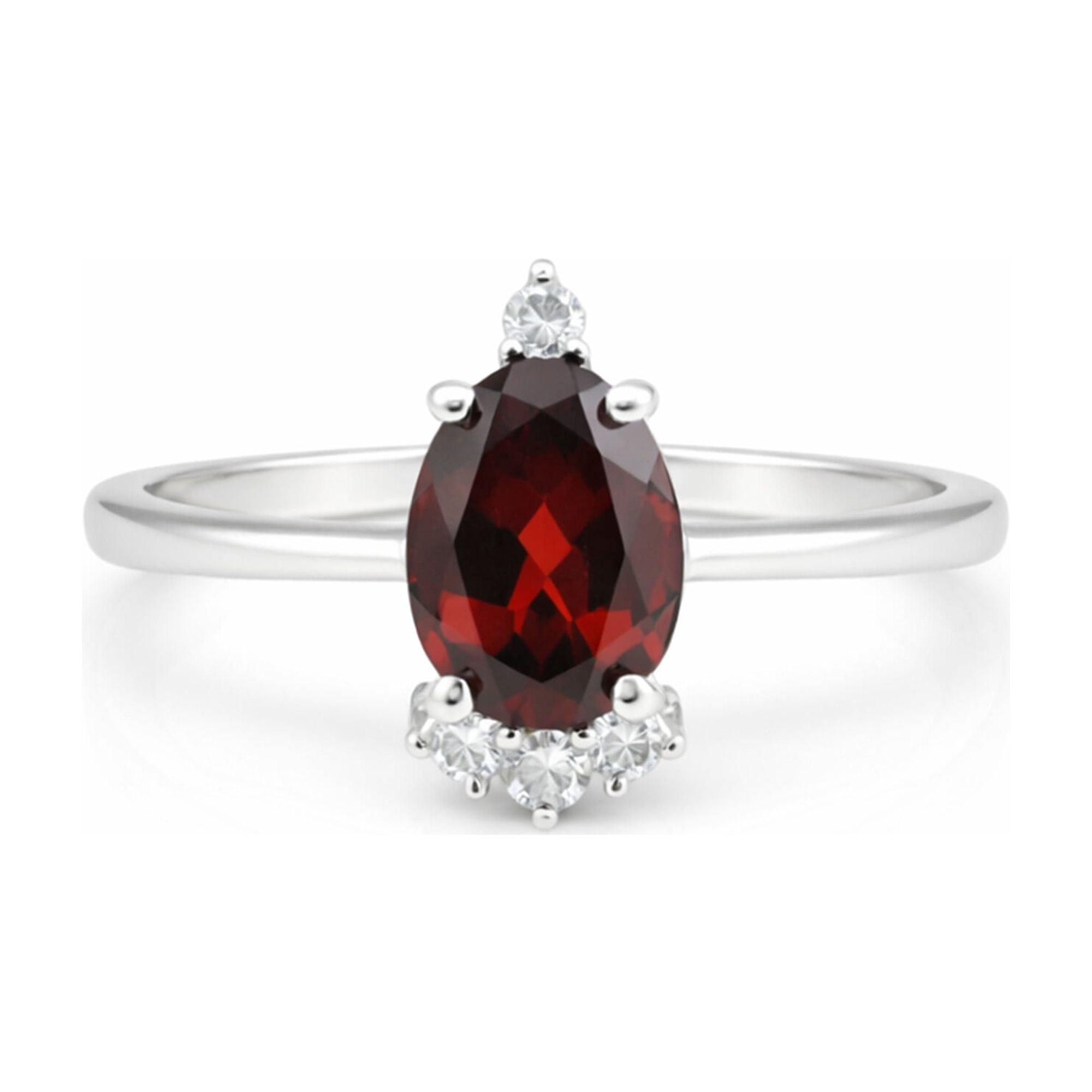GEMHUB 2.64 Ct. Ruby Pear Solitaire Ring 925 Sterling Silver ...