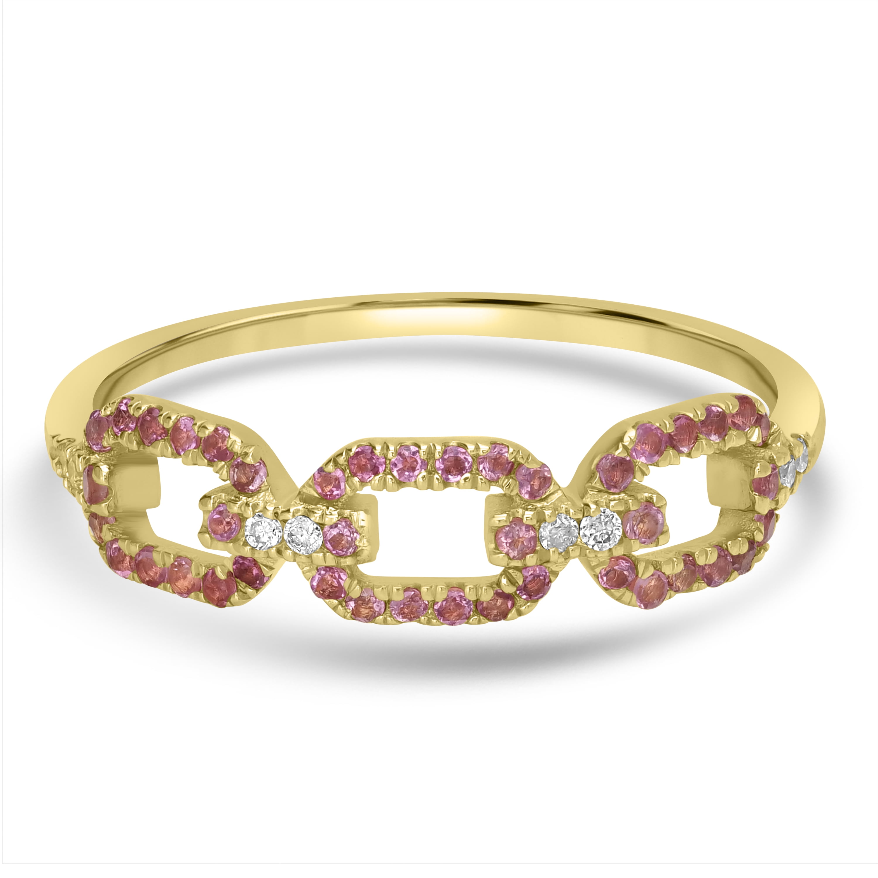 GEMISTRY Alice 14k Gold Pink Tourmaline Gemstone Link Stackable Ring - Walmart.com