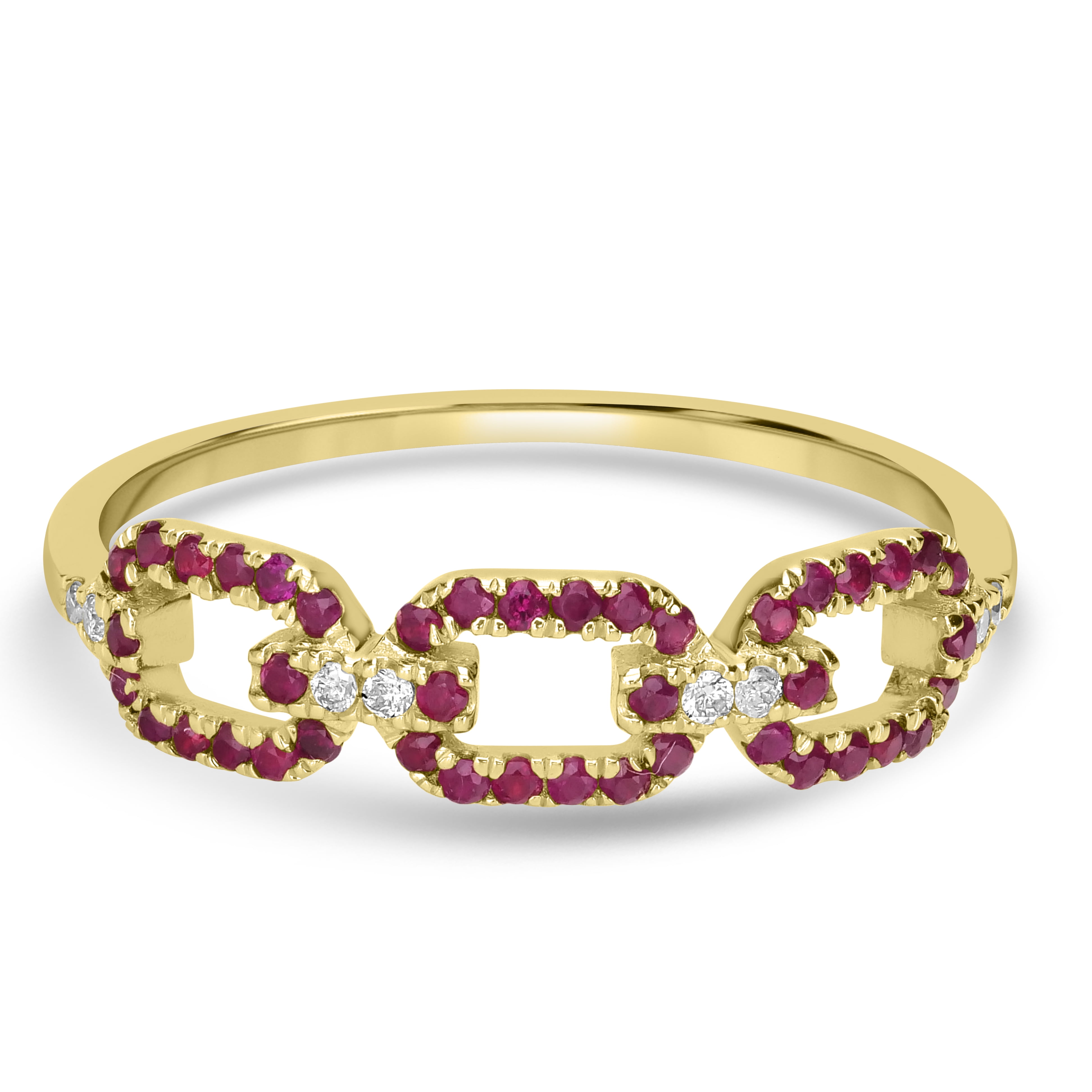 GEMISTRY Alice 14k Gold Ruby Gemstone Link Stackable Ring - Walmart.com