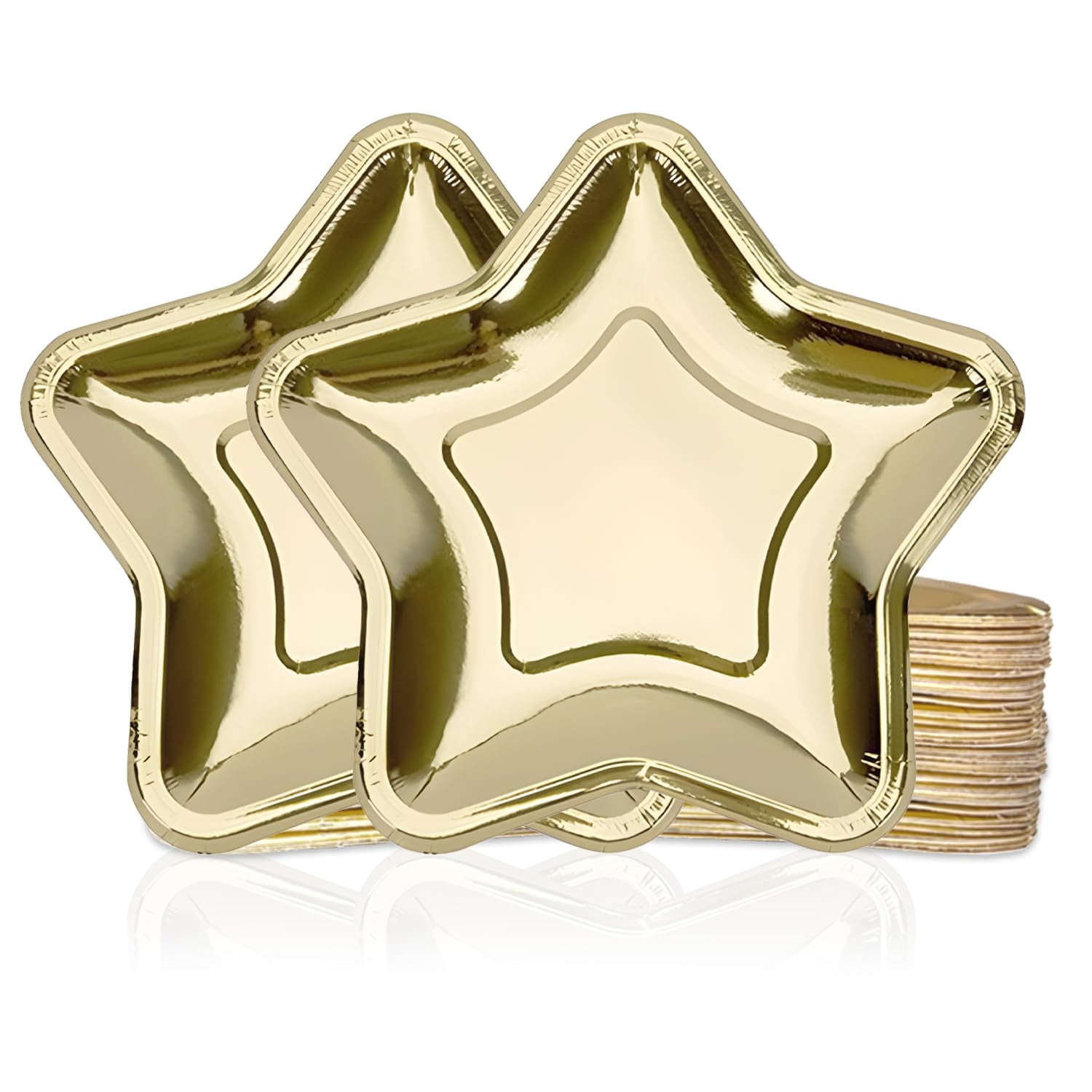 GEMLORD 32 Pieces Thick Gold Star Shaped Disposable Paper Plates ...