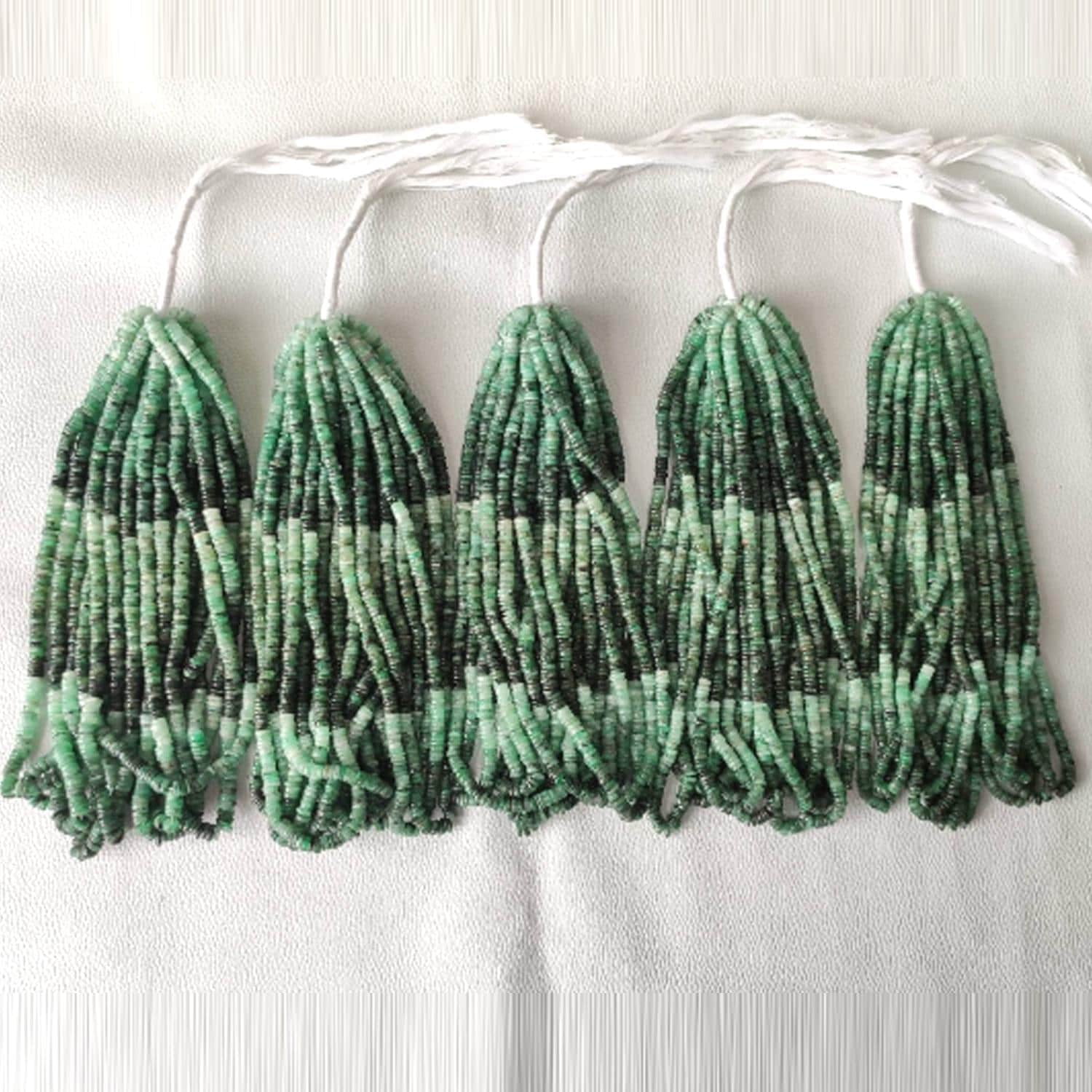 THE GEMS GRID Natural Emerald Heishi Beads – 4.5-6mm Smooth Shaded ...