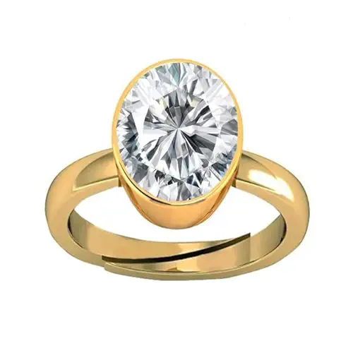 GEMS RIVER 7.50 Ratti Natural American Diamond White Zircon Stone Gold ...