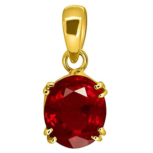 GEMS RIVER Original 10.25 Ratti 9.92 Carat Ruby Manik Stone Gold Plated Locket/Pendant For Men ...