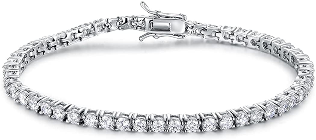 GEMSME 18K White Gold Plated 3MM Cubic Zirconia Classic Graduation ...