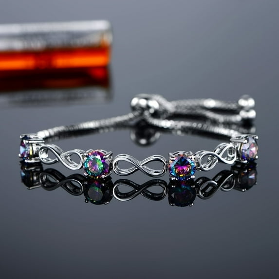GEMSME Adjustable Infinity Bracelet for Women,Rainbow CZ Gemstone ...