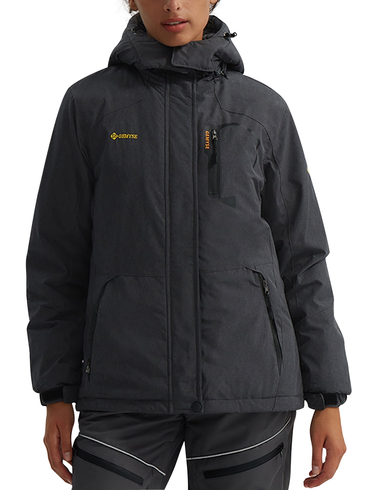 GEMYSE Women's Waterproof Ski Jacket, Windproof Rain Coat (Graphite ...