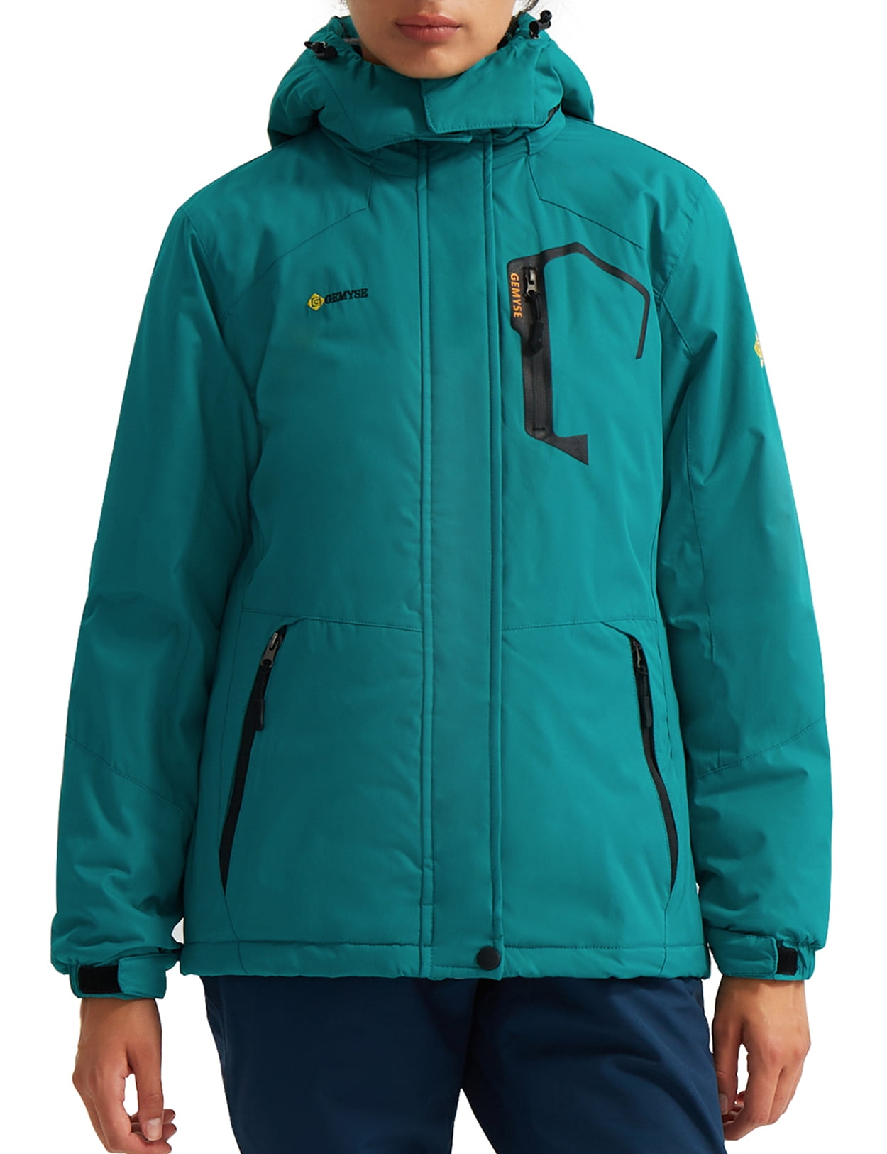 GEMYSE Women's Heavy Duty Raincoat, Mountain Waterproof Ski Snow Jacket ...
