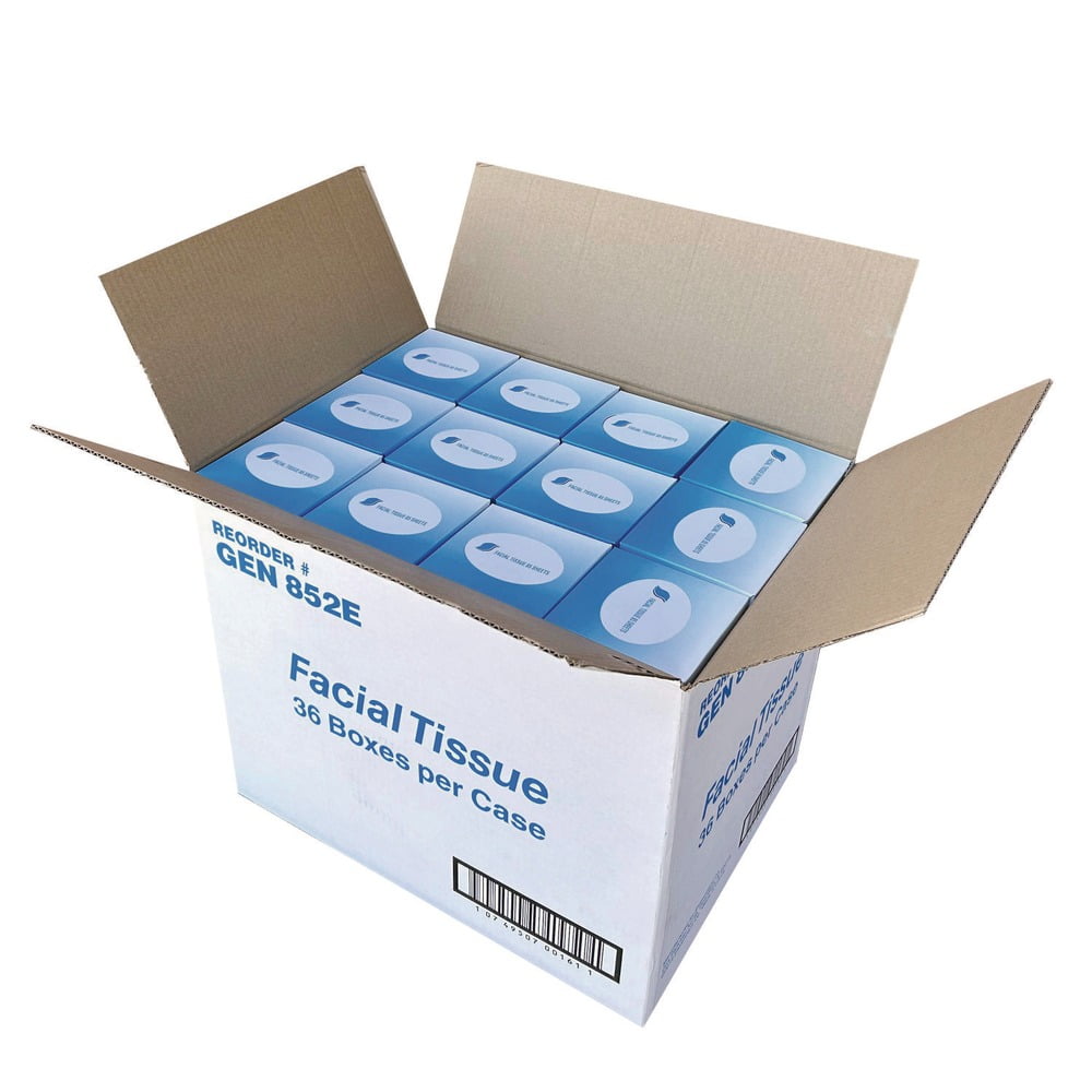 GEN 2-Ply Facial Tissue, Cube Box, White, 85 Sheets per Box, 36 Boxes ...