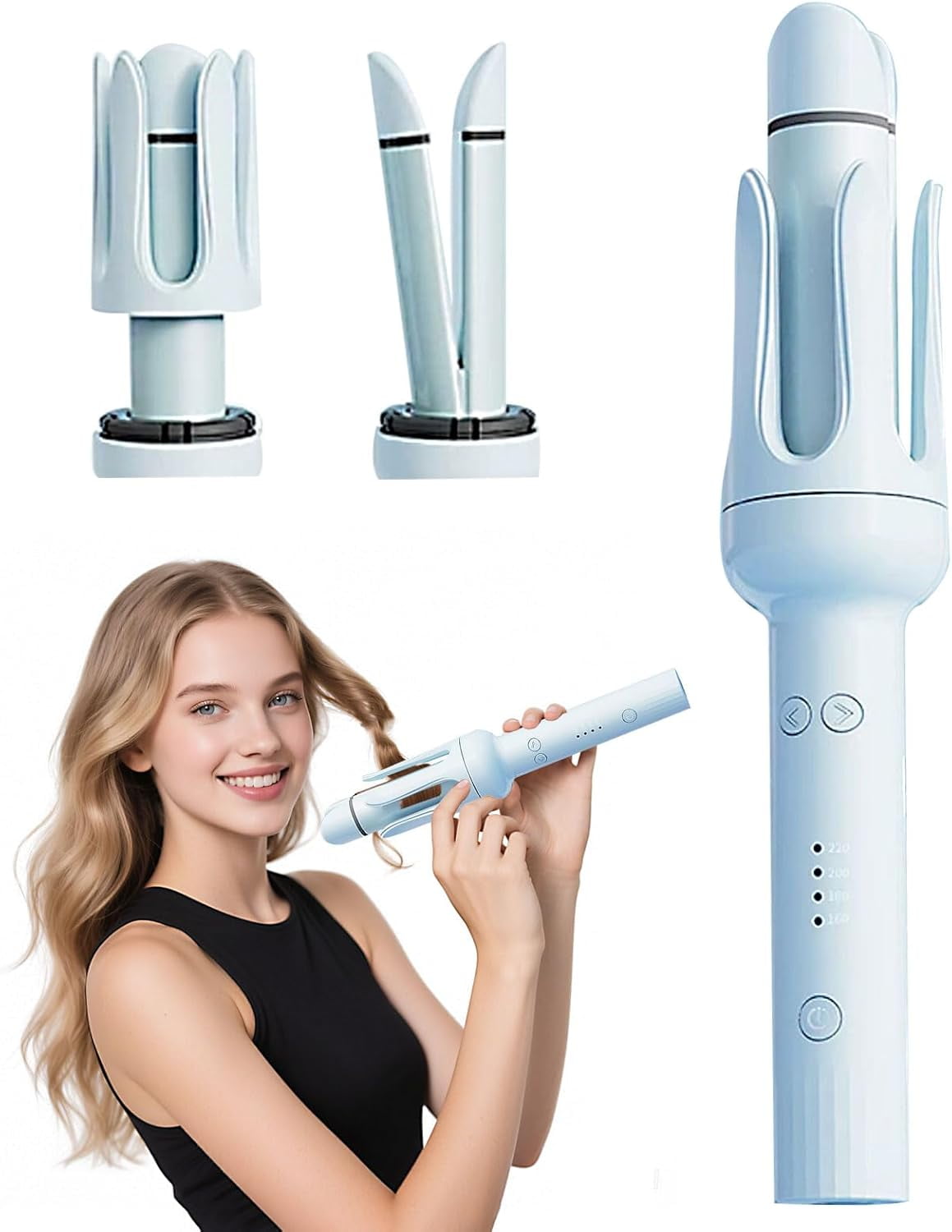 GENAI 2-in-1 Automatic Hair Curler & Flat Iron Hair Straightener,Compact Professional 1.26 in ...