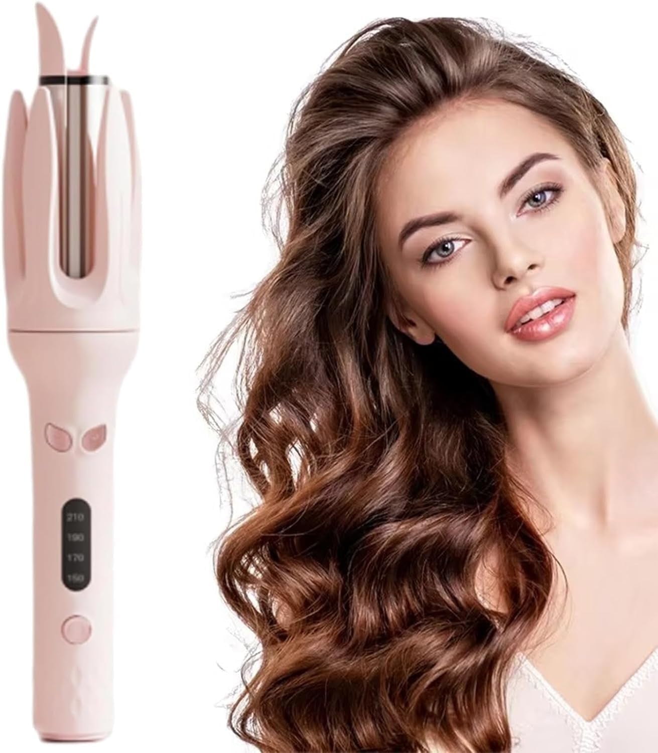 GENAI ZC889 Compact Professional 1.1 in ABS Automatic Hair Curling Iron, Automatic Shutoff, Pink ...