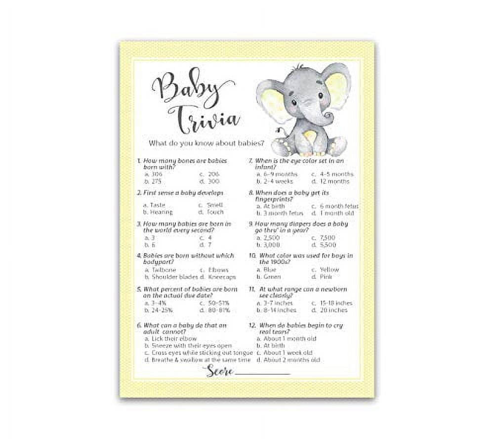 GENDER NEUTRAL Baby Shower Game — BABY TRIVIA Game — Pack of 25 ...