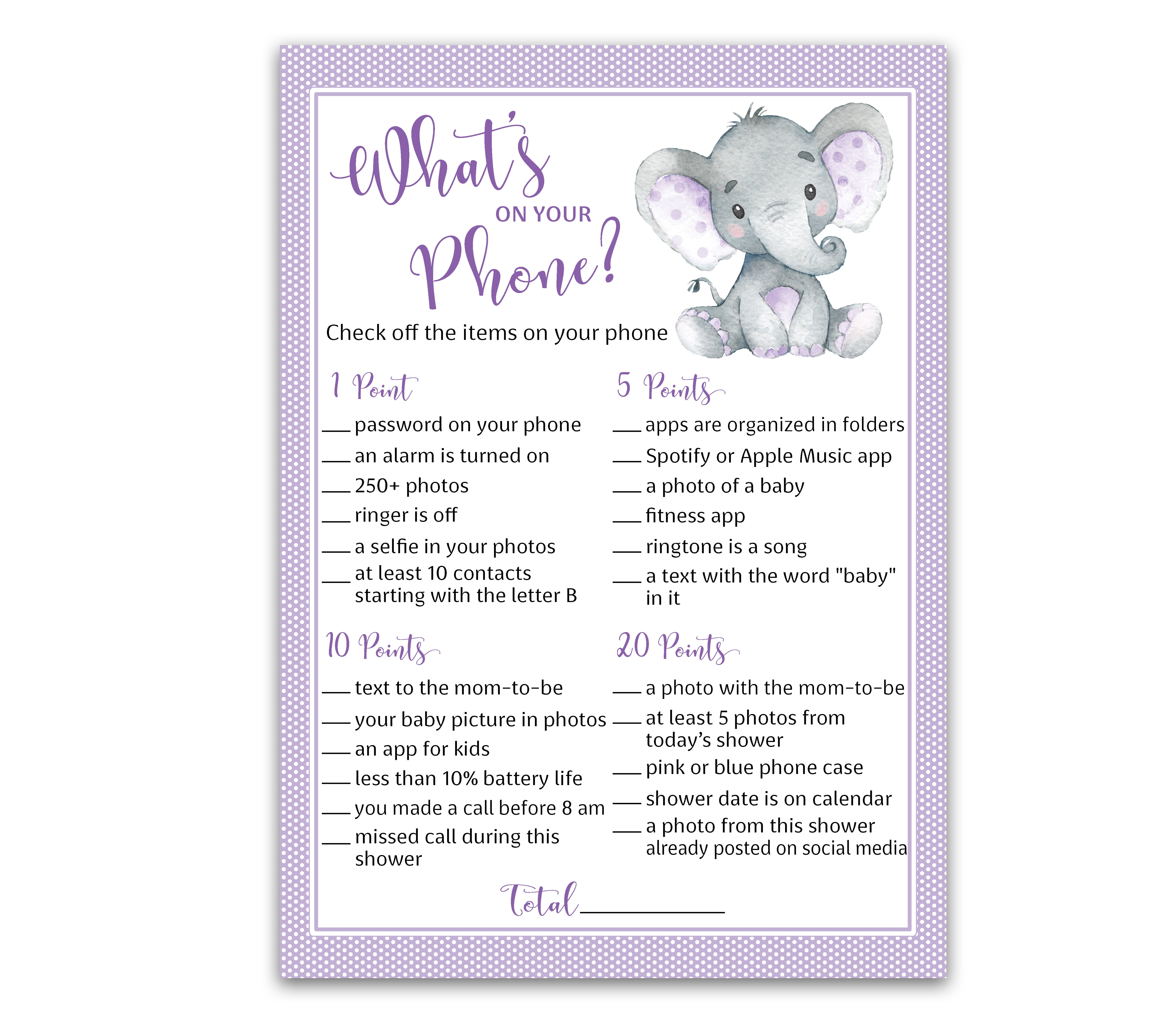 GENDER NEUTRAL Baby Shower Game — WHAT'S ON YOUR PHONE Baby Shower Game ...