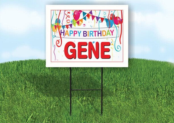 GENE HAPPY BIRTHDAY BALLOONS 18 in x 24 in Yard Sign Road Sign with ...