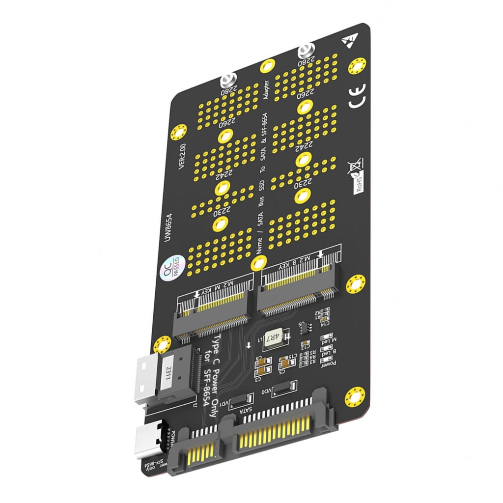 GENEMA 2 in 1 NVMe to SATA3 and SFF8654 Adapter Card for Fast Speed ...