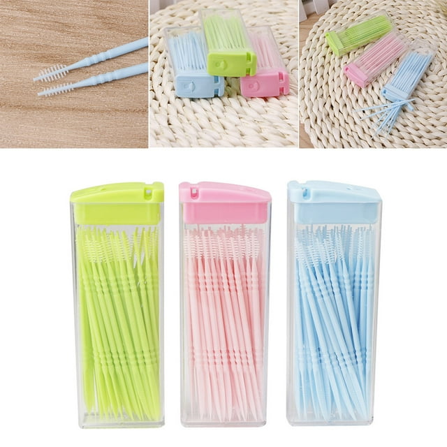 GENEMA 50 pcs / box Double-headed Dental Brush Teeth Sticks Floss Pick ...