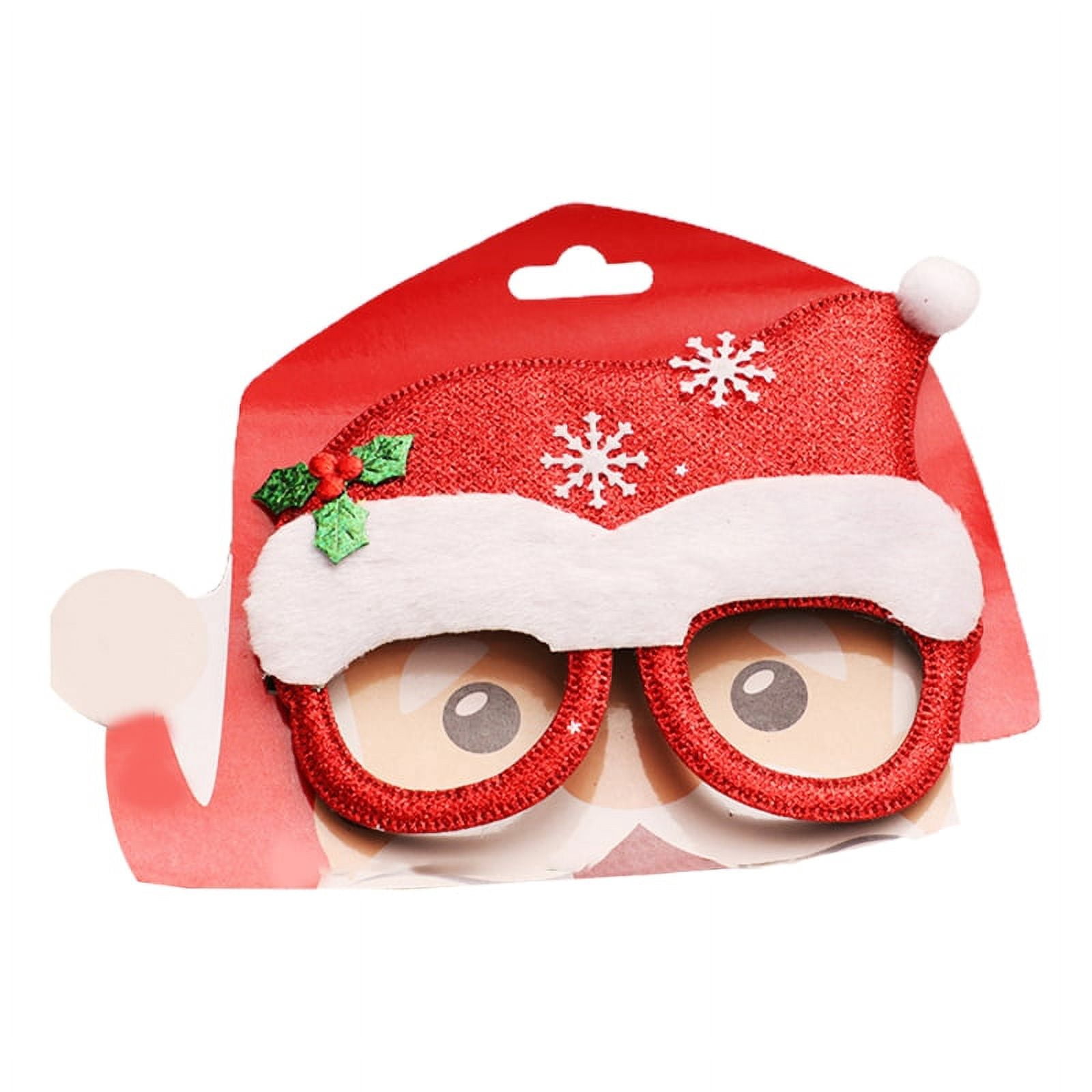 GENEMA Christmas Glitter Plastic Glasses Frame Cute Cartoon Santa Hat ...