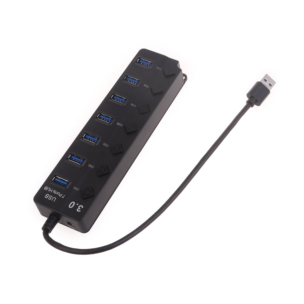 GENEMA Convenient 7 Port USB Hub Individual On Off Power Switches USB ...