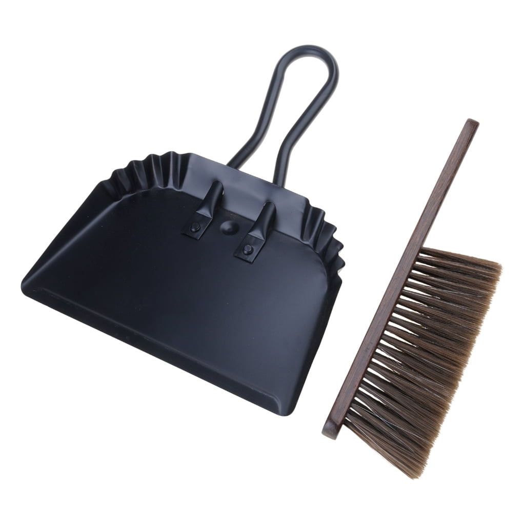 GENEMA Handheld Large Metal Dust Pan and Hand Broom Brush Set for ...