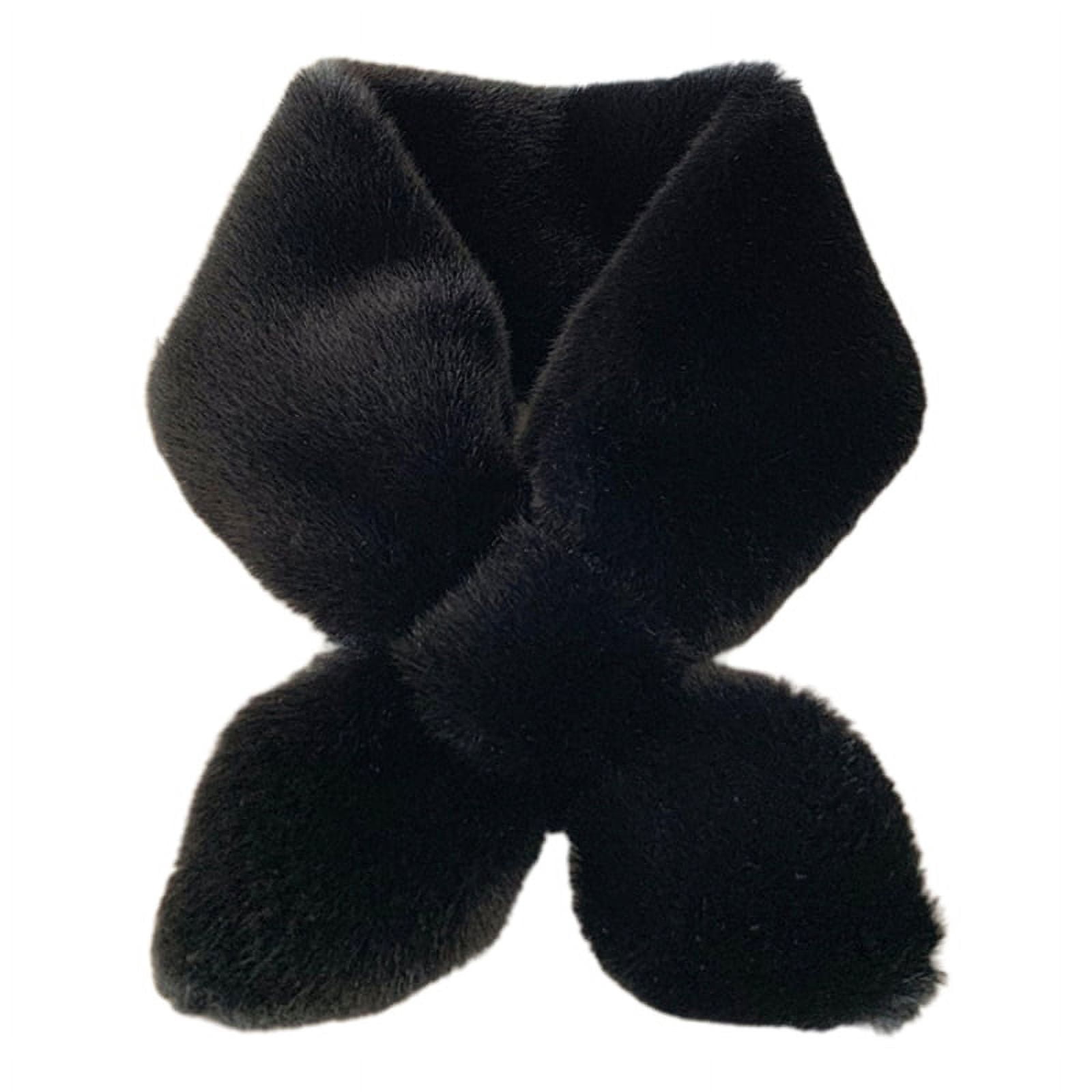 GENEMA Korean Style Women Winter Faux Fur Cross Bib Scarf Pure Solid ...