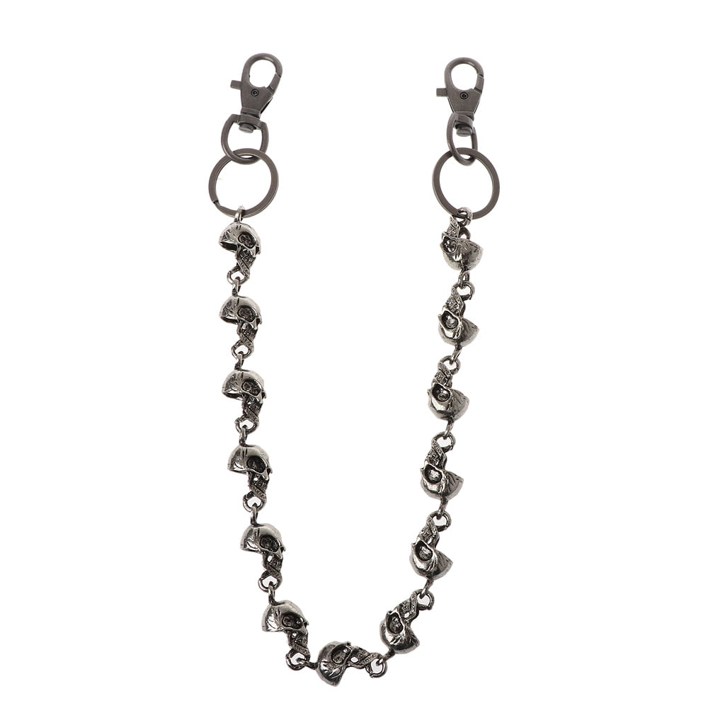 GENEMA Men's Gothic Skull Head Chain - Biker Wallet Keychain Lanyard ...