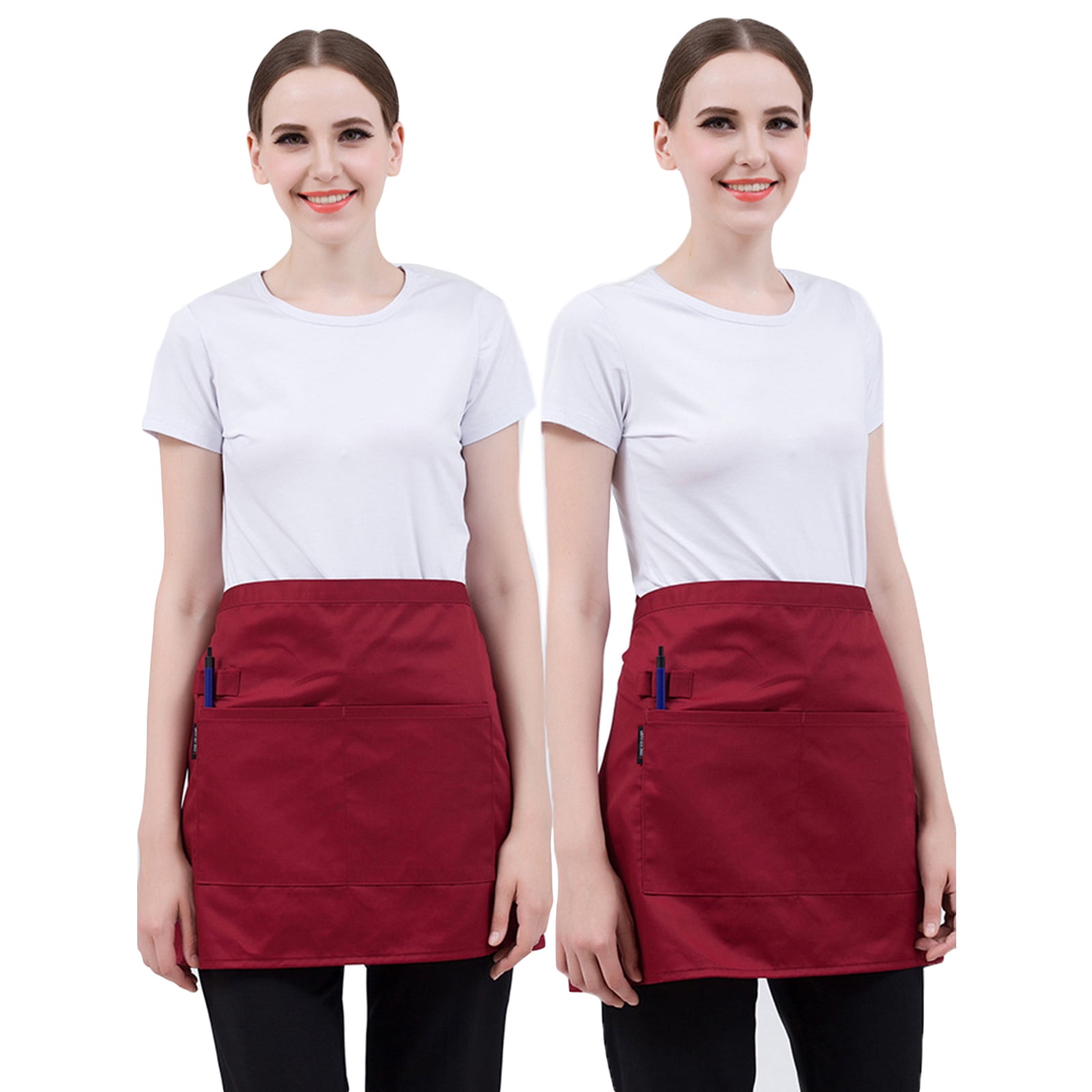 GENEMA Men Women Kitchen Restaurant Waist Apron Solid Color Half Short ...