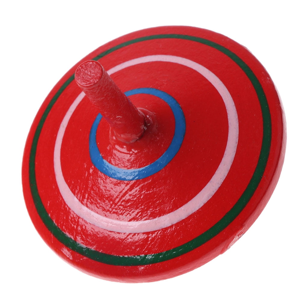 GENEMA Rotating Multicolour Wooden Spinning Tops Kids Toy Traditional ...