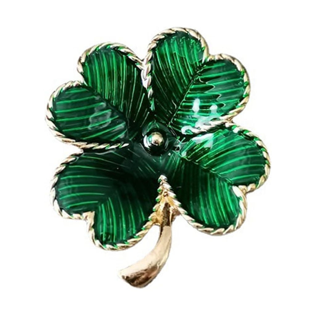 GENEMA Vintage Green Brooch Four-leaf Clover Shaped Lapel Pin Symbol of ...