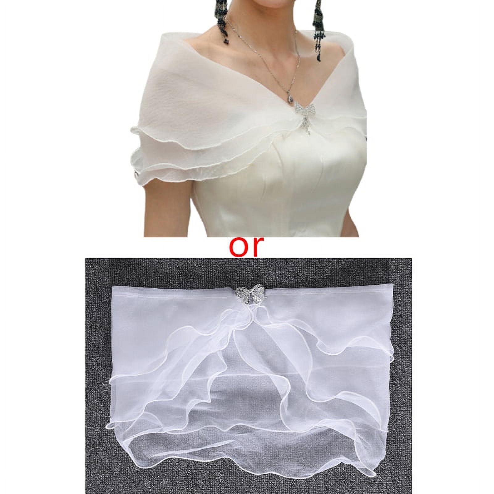 GENEMA Women Bridal Layered Ruffles Bolero Solid Color Tiers Wedding ...