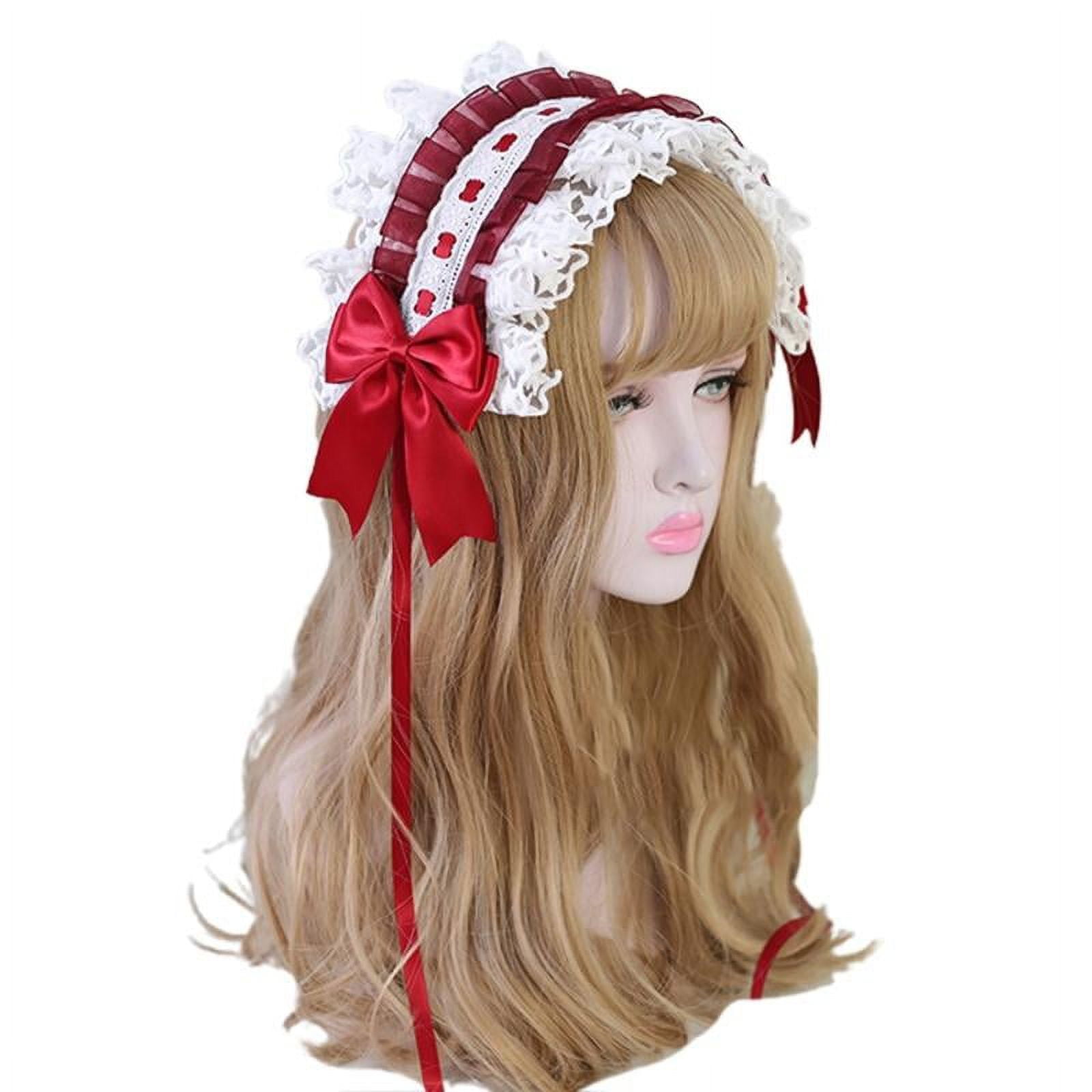 GENEMA Women Girls Lolita Ruffled Headband Sweet Star Embroidery Lace ...