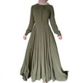GENEMA Women Muslim Maxi Long Lined Pleats Dress Belted High Waist ...