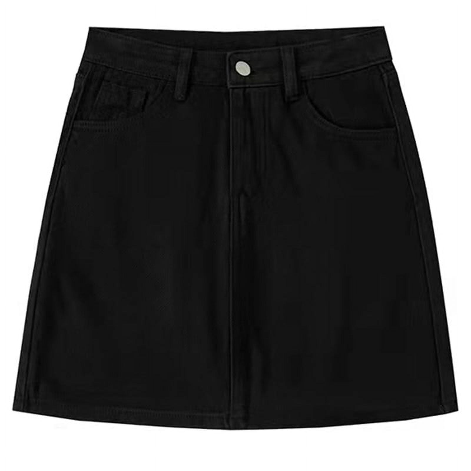 Genema Women Summer High Waist Black A Line Denim Mini Short Skirt Sexy Package Hip Slim Fitted