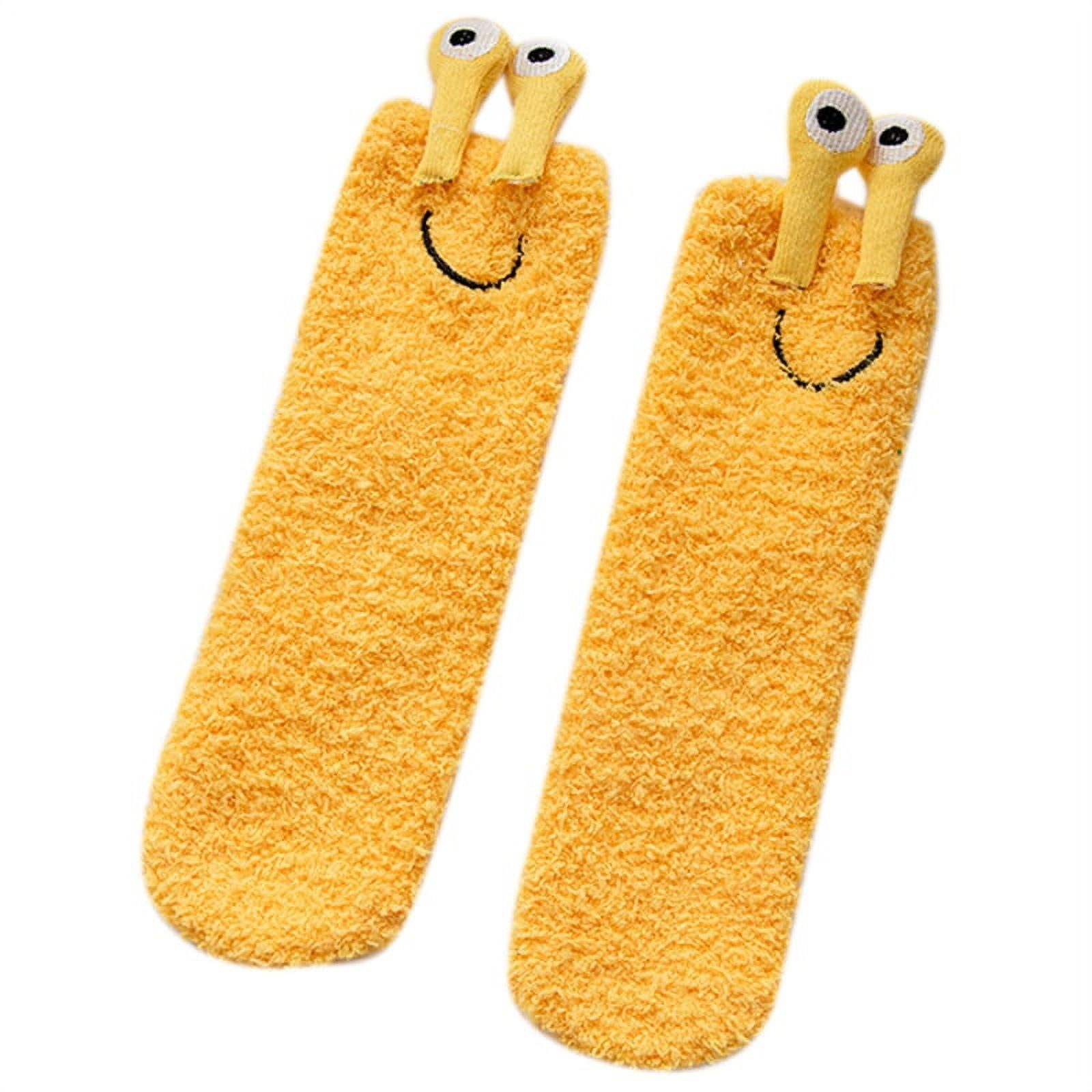 GENEMA Women Winter Fuzzy Slipper Socks Novelty Funny 3D Cartoon Frog ...