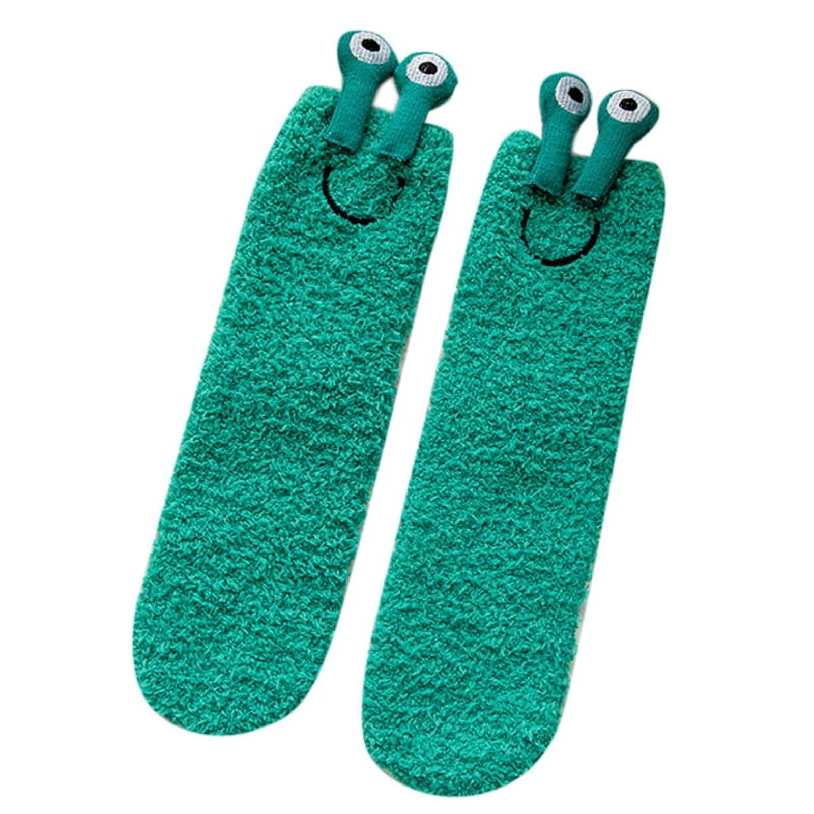 GENEMA Women Winter Fuzzy Slipper Socks Novelty Funny 3D Cartoon Frog ...