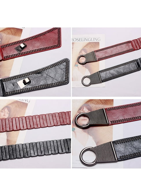 HGYCPP Women's Waist Belts Plus Size Dresses leather Elastic Stretch ...