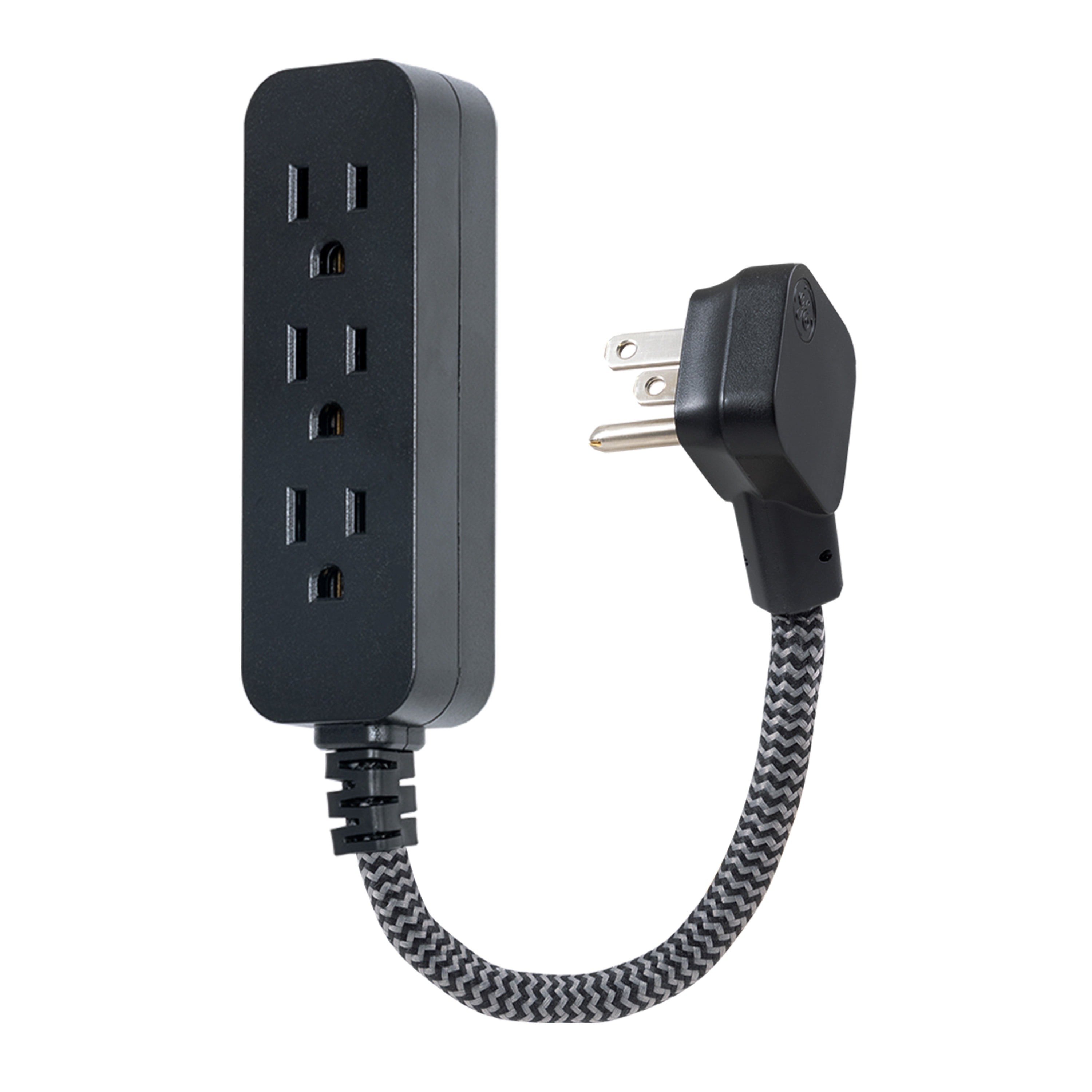 GENERAL ELECTRIC Designer 1ft. 3-Outlet Mini Cord, Black, 2 Pack ...