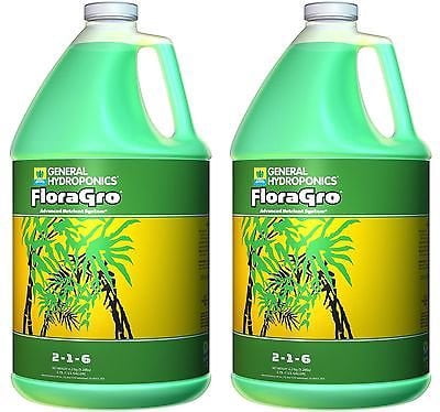 GENERAL HYDROPONICS (2) Gallons of FloraGro Liquid Plant Growth Formula ...