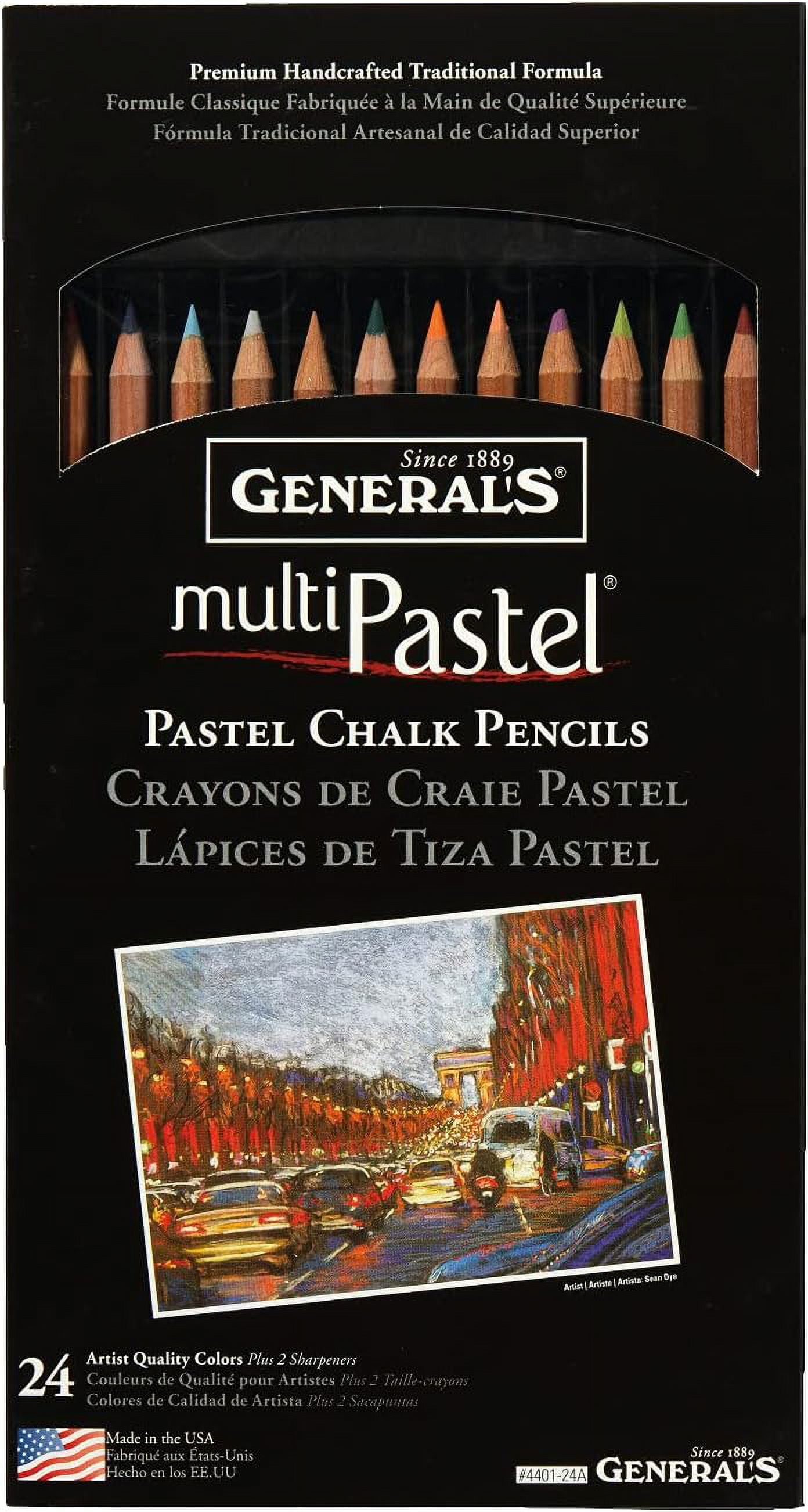 GENERAL'S Multi-Pastel Chalk Pencils with Sharpener and Project Booklet ...