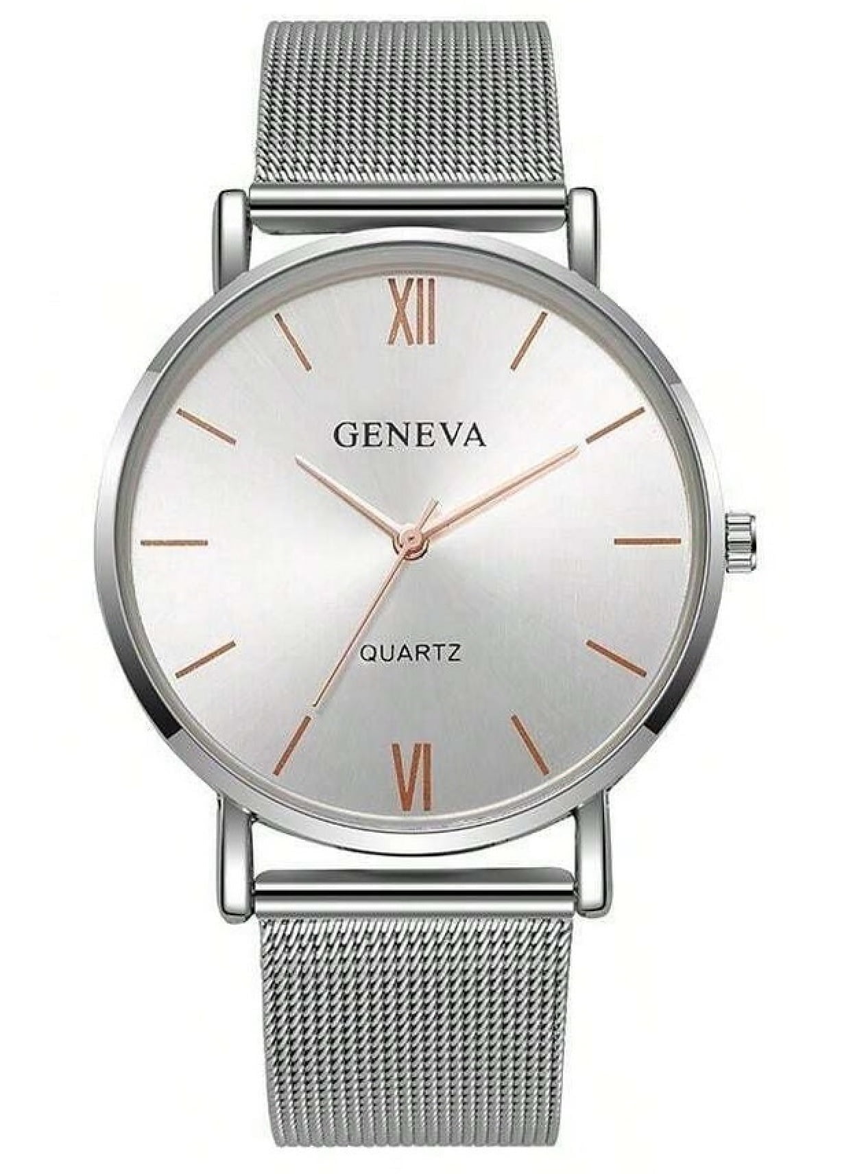 GENEVA Classic Luxury Collection Platinum Silver Colour 40mm Pink ...