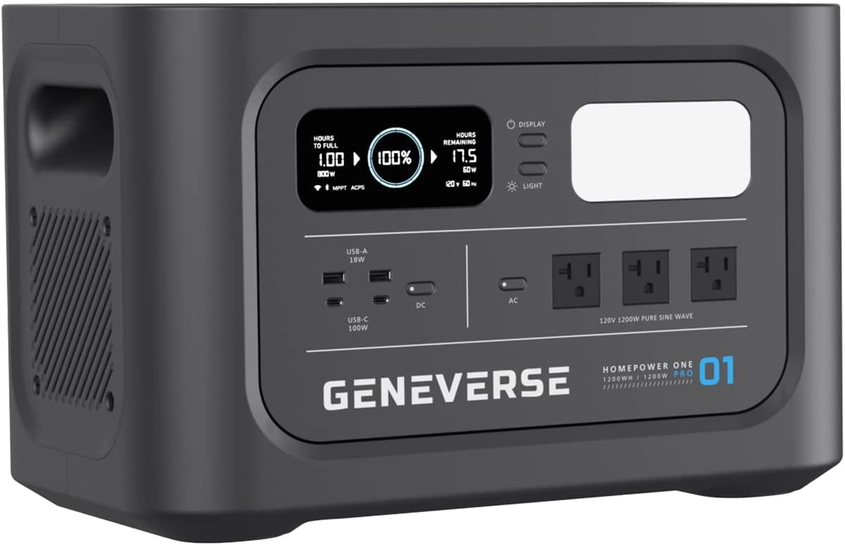 GENEVERSE 1210Wh LiFePO4 Portable Power Station, HomePower ONE PRO: 7 ...