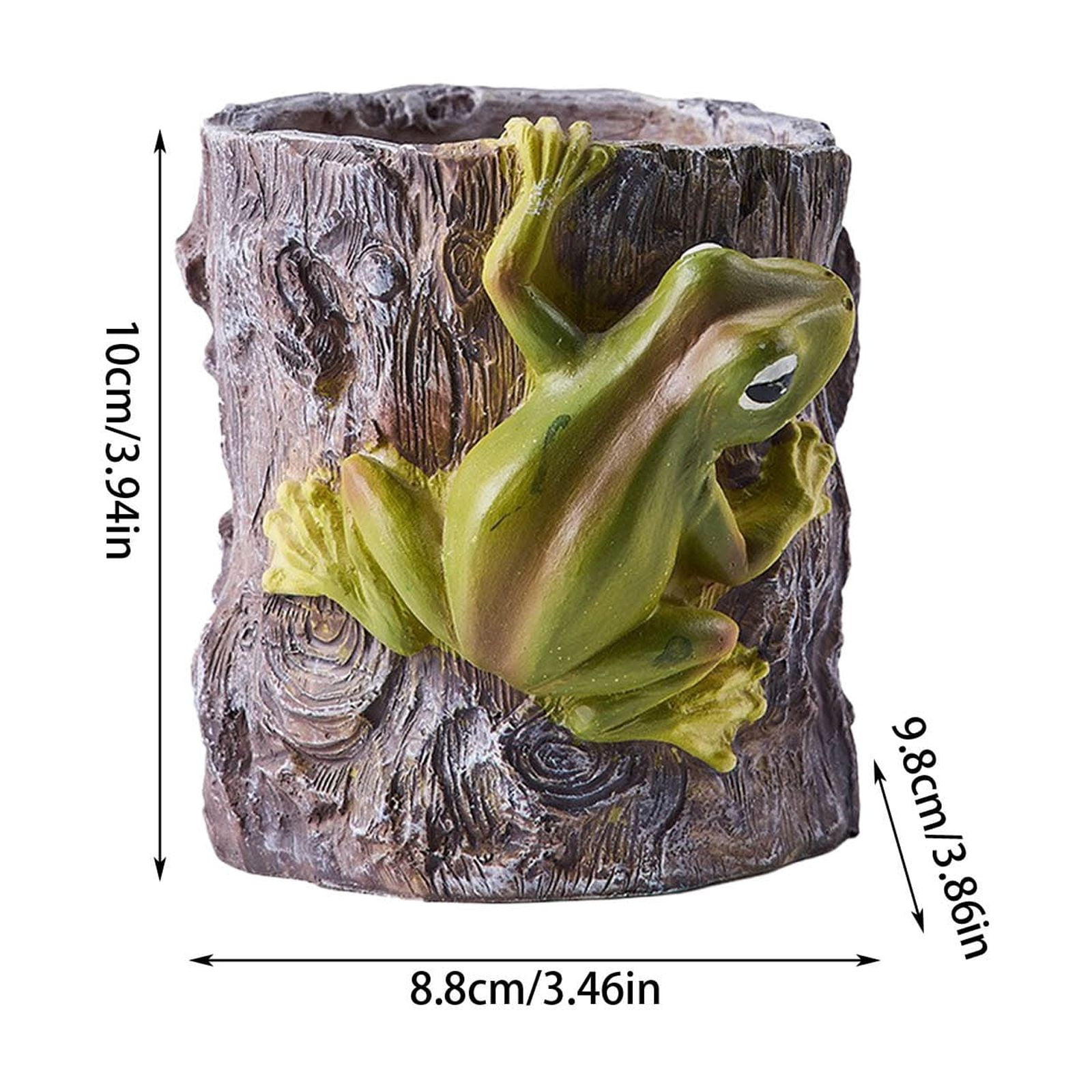 GENGEN Plant Pots Indoor with Drainage, Resin Frogs Pen Bracket Flower ...