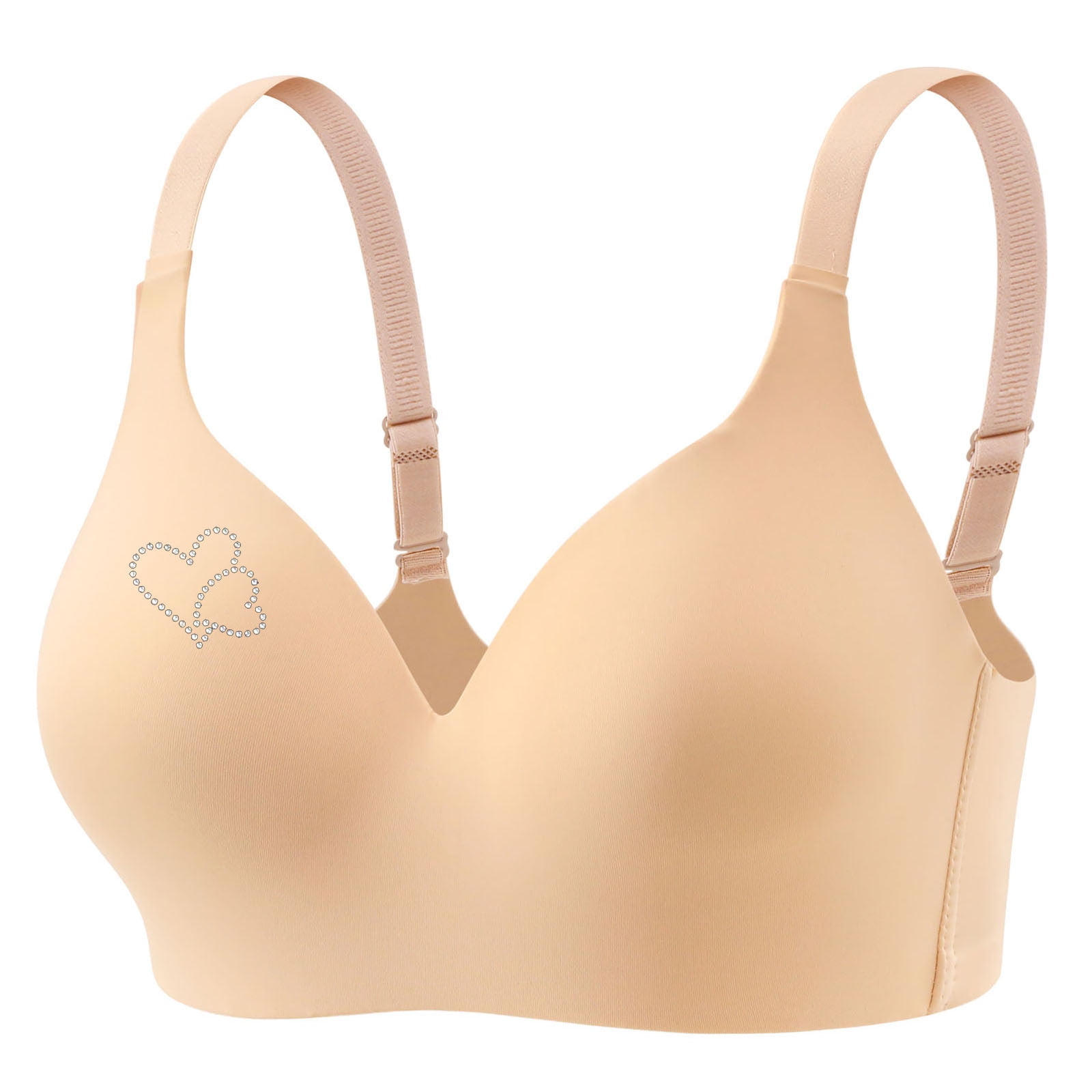 GENGING Comfort - centric V - neck Bra with Heart - shaped Rhinestone ...