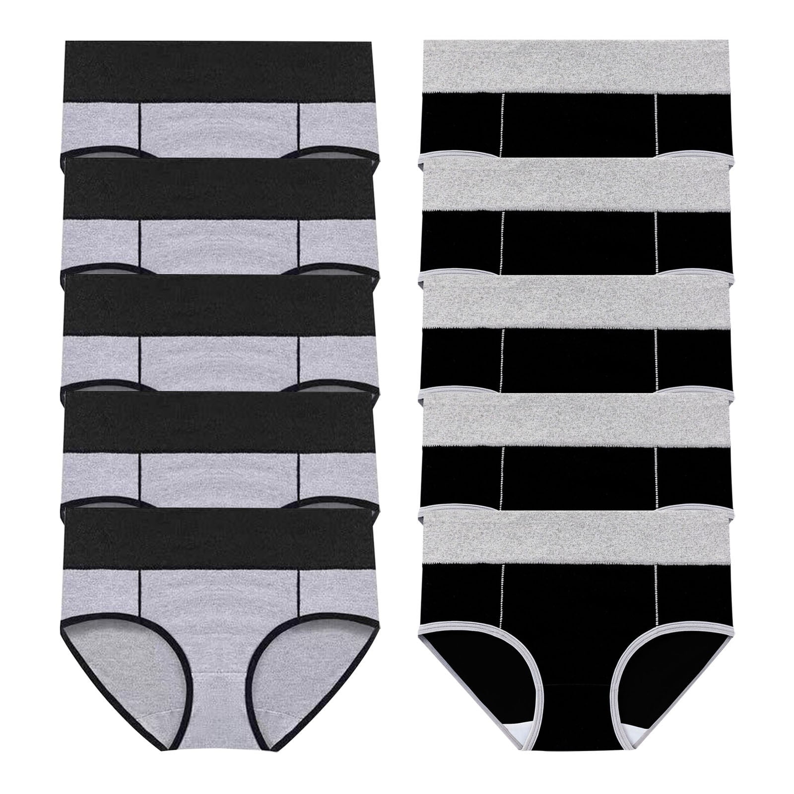 GENGING Mid - rise Brief Underwear Set with Contrasting Horizontal ...