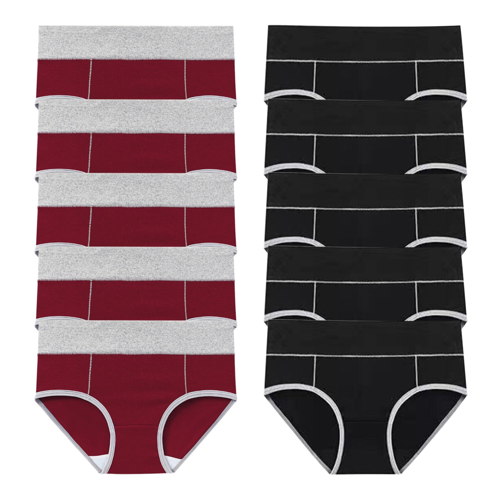 GENGING Mid - rise Brief Underwear Set with Striped and Solid - colored ...