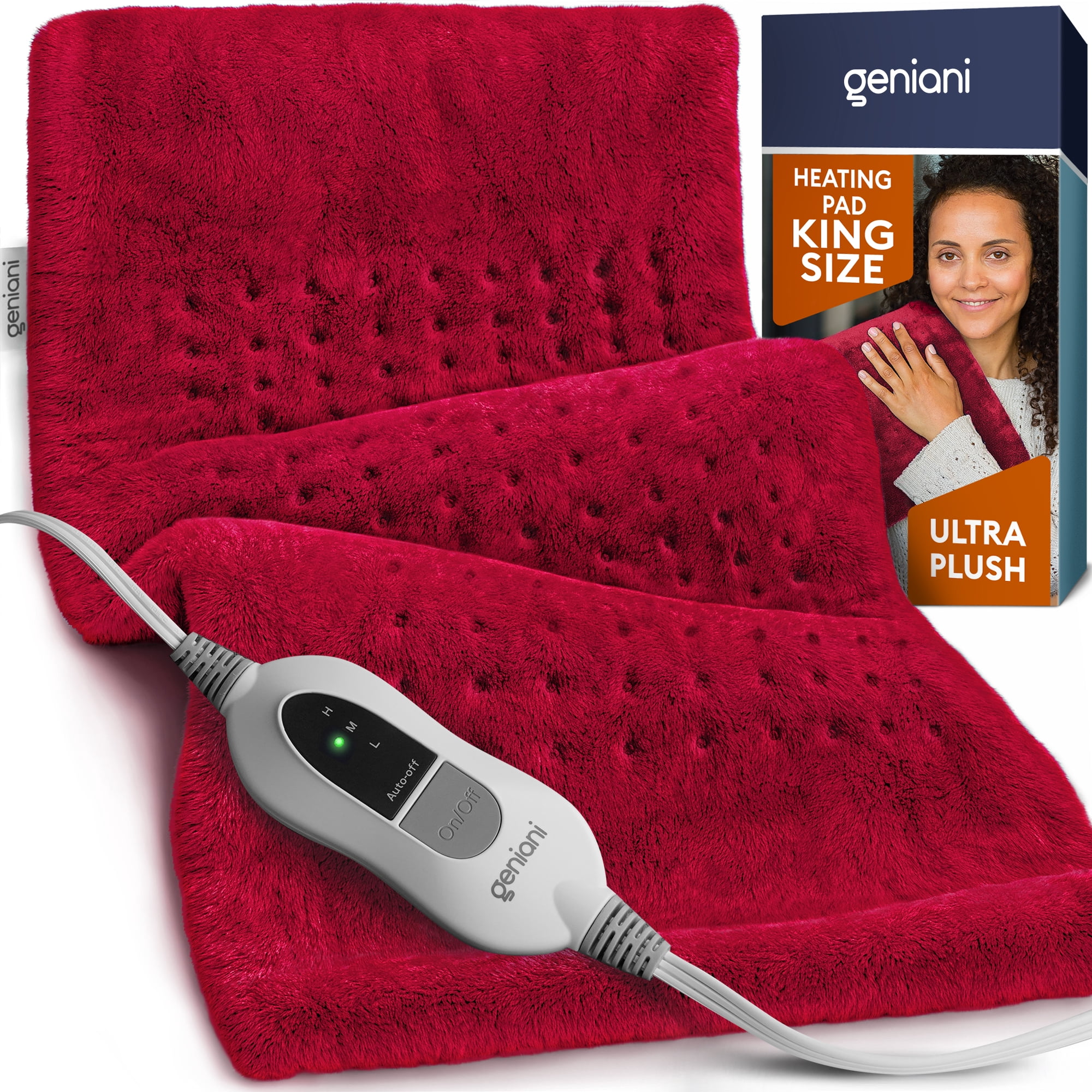 Geniani XL Heating Pad for Back & Cramps Relief – Heat Pad with Auto ...
