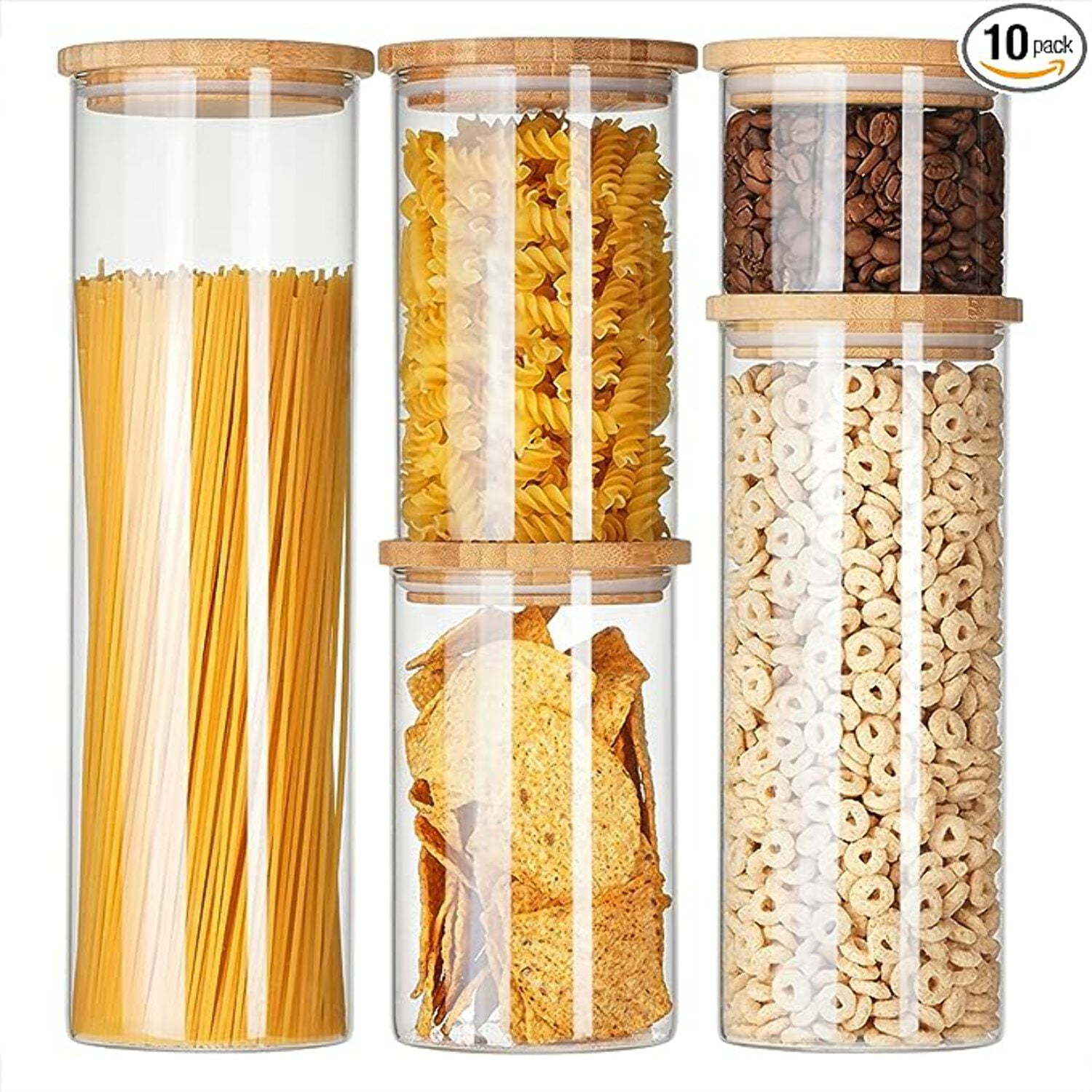 GENICOOK Borosilcate Glass Canister Set with Eco-Friendly, Easy to Open ...