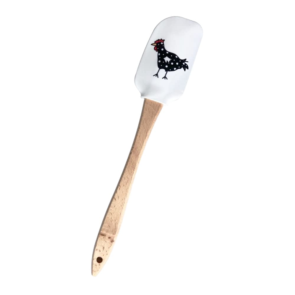 GENICOOK Silicone Spatulas with Wooden Handle and Farmhouse Rooster ...