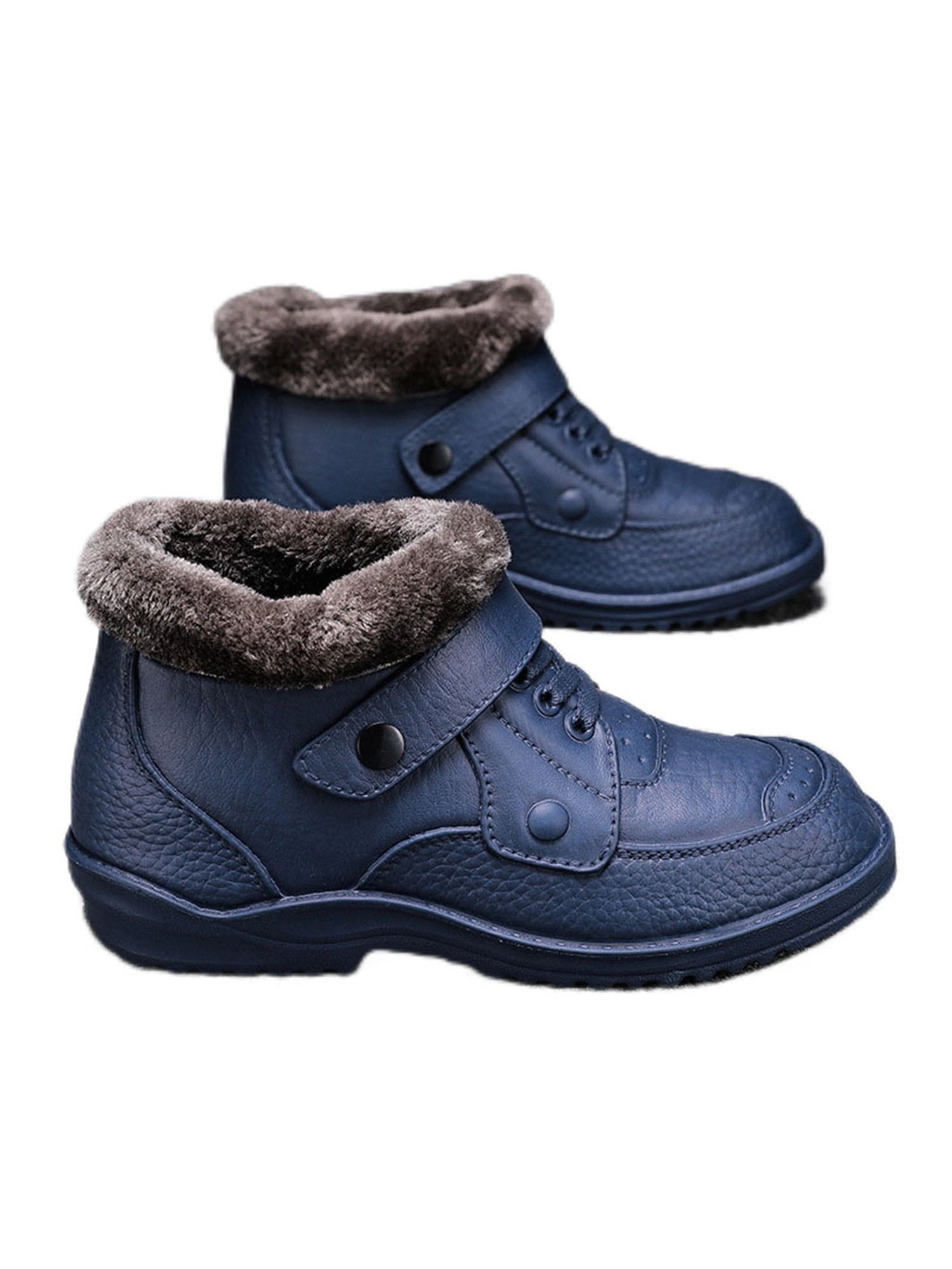 GENILU Mens Slip Resistant Warm Winter Shoes Round Toe Snow Boots ...