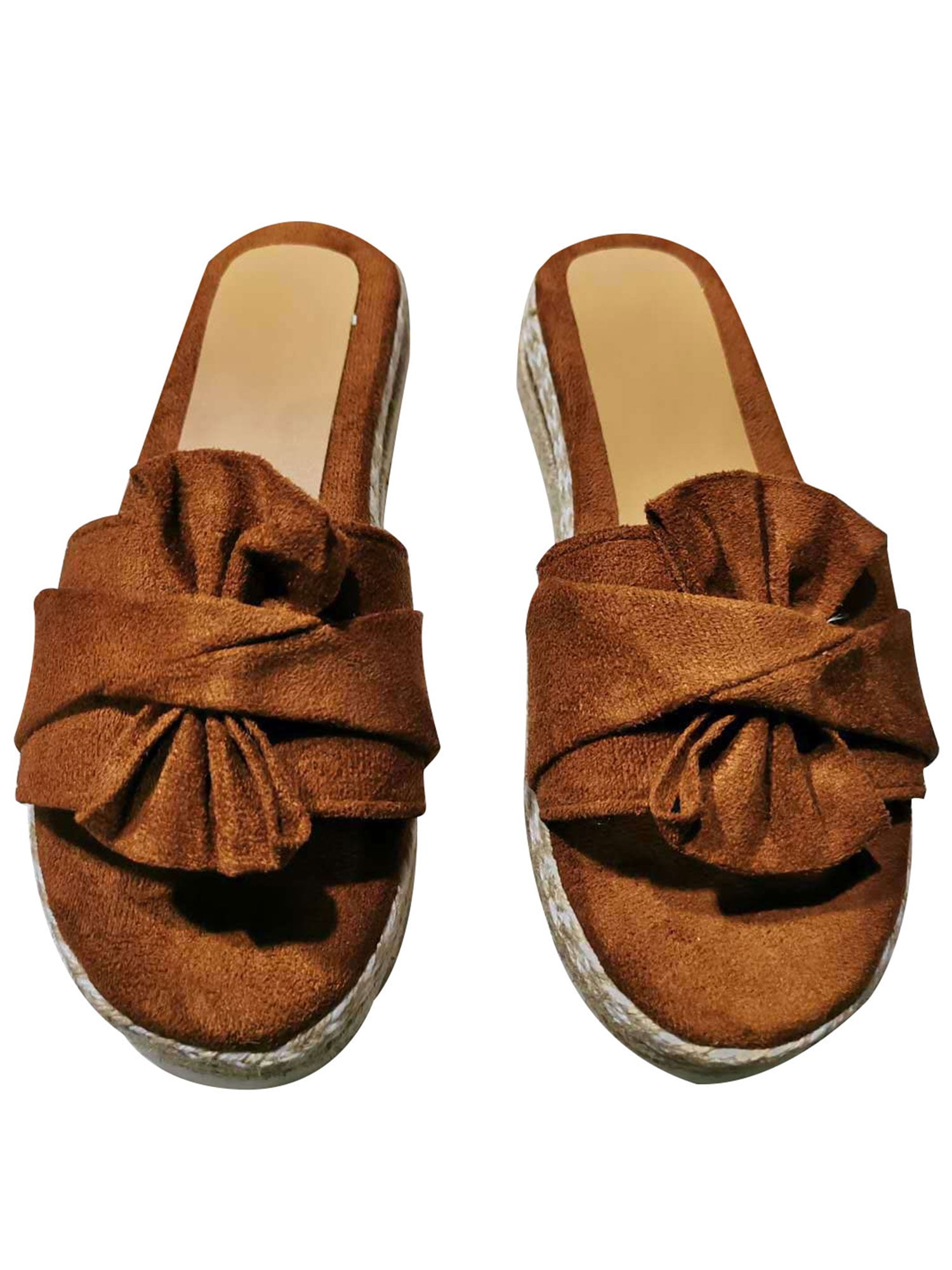 GENILU Women Flat Sandals Slides Slip on Open Toe Bowknot Espadrilles ...